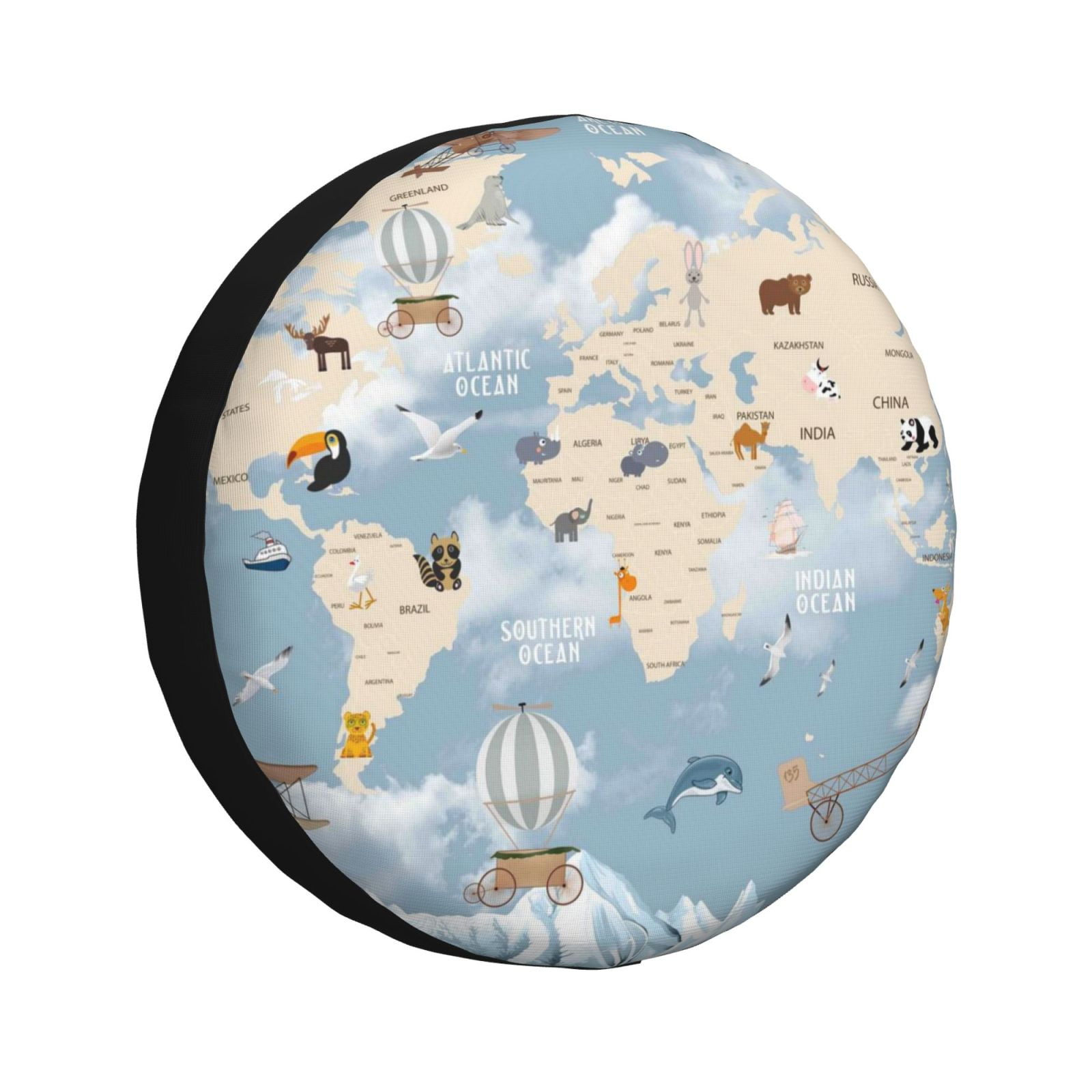 Bingfone Animals Travel World Map Spare Tire Cover Weatherproof ...