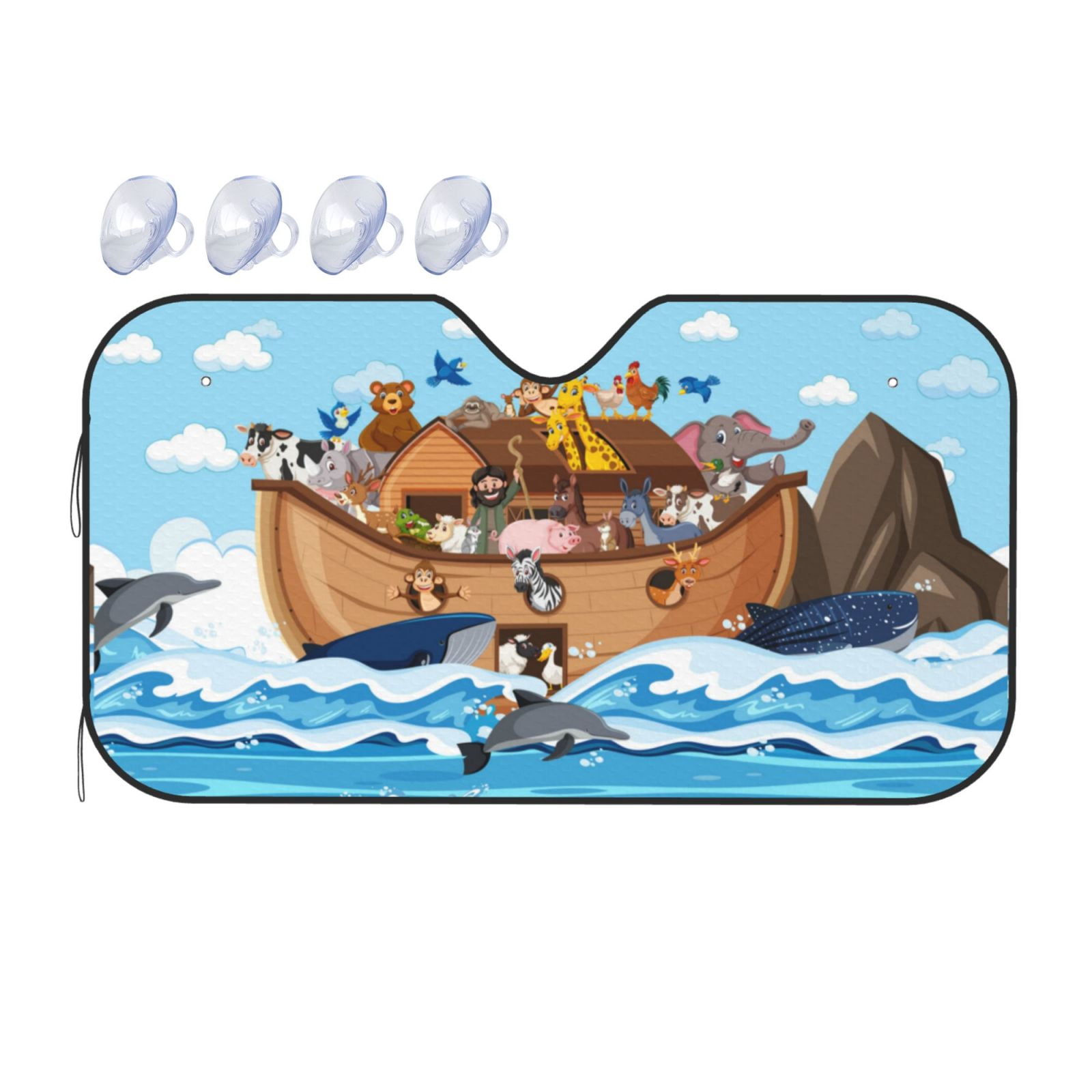 Bingfone Animals on Noah's Ark Floating Car Windshield Sunshade,Sun ...