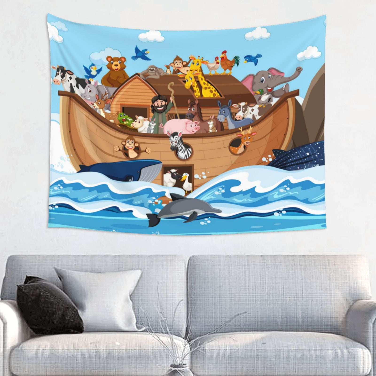 Bingfone Animals on Noah's Ark Floating Tapestry Wall Hanging Decor for ...