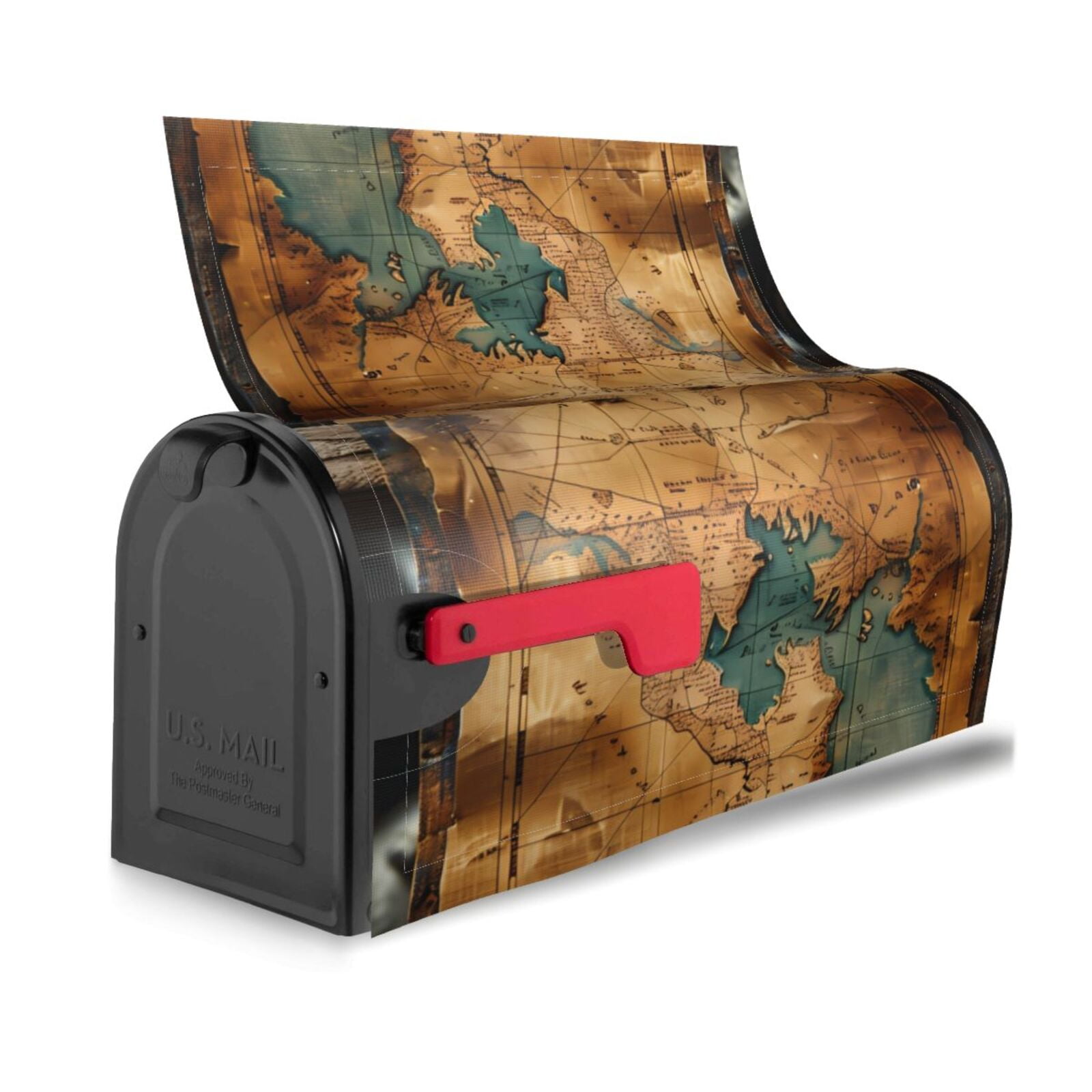 Bingfone Antique Map Adventure Scene Magnetic Mailbox Cover Standard ...