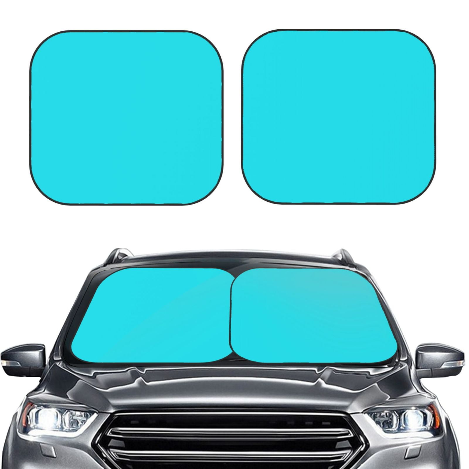 Bingfone Aqua Print 2-Piece Sun Shade Front Windshield - Foldable Car ...