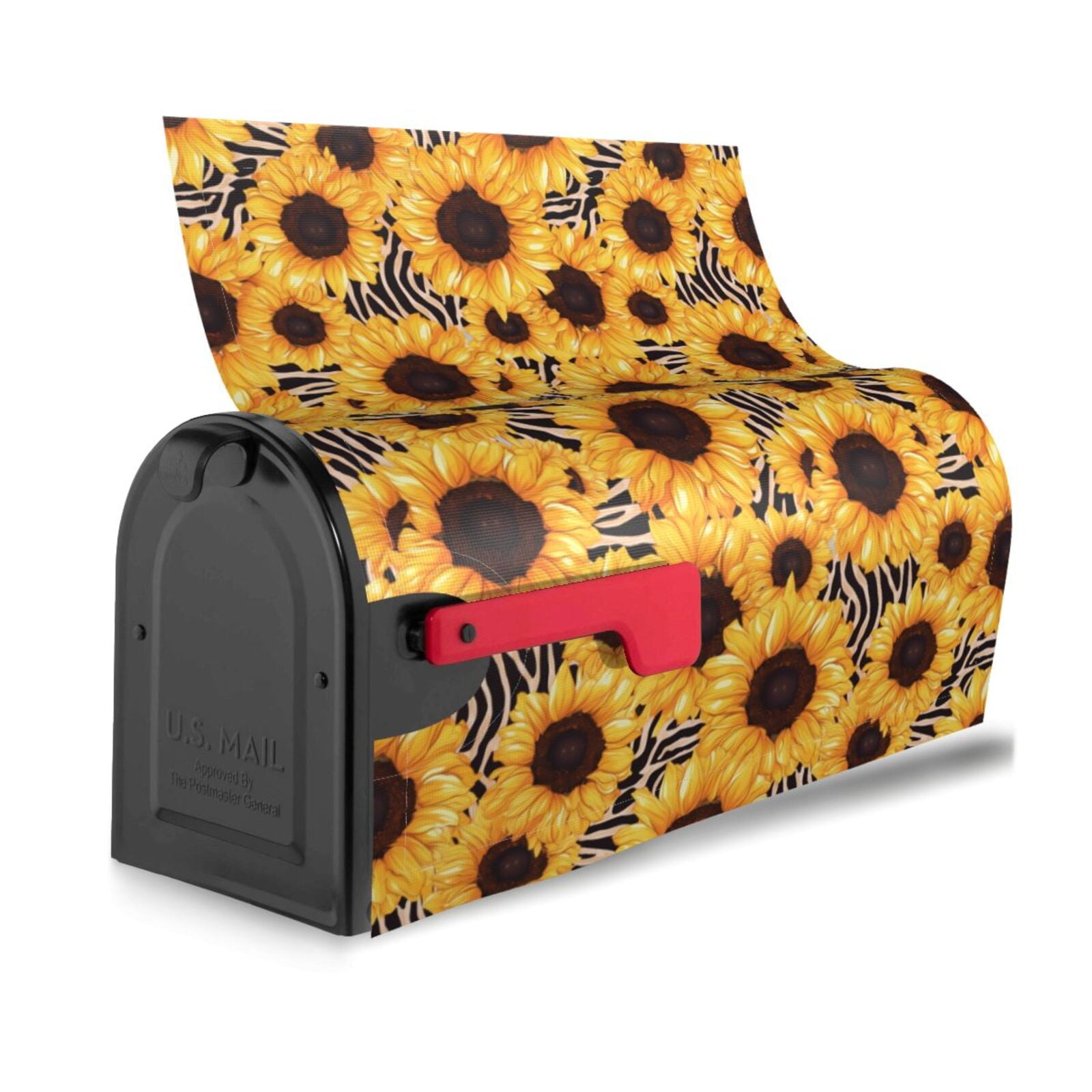 Bingfone Artistic Zebra Print Sunflower Magnetic Mailbox Cover Standard ...