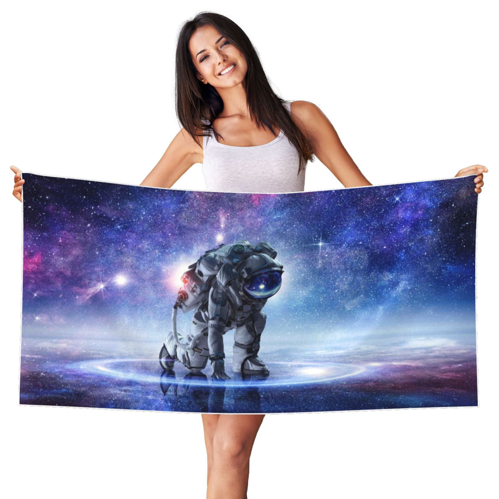 Bingfone Astronauts Start Running Oversized 27.7x55 Inches Beach Towel, Super Absorbent Soft ...