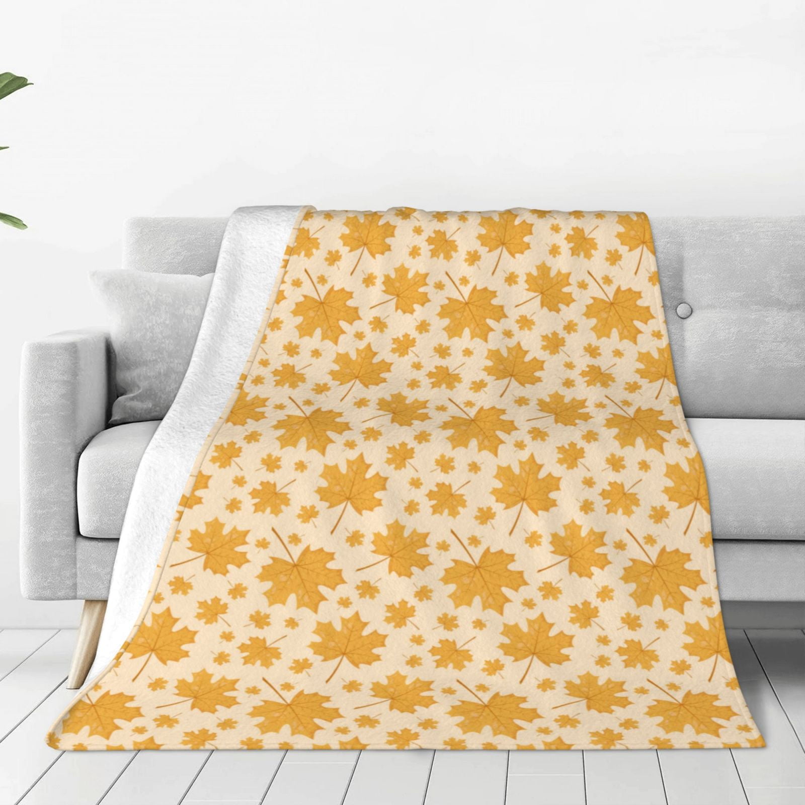 Bingfone Autumn Fall Yellow Leaves Print Flannel Fleece Blanket Throw ...