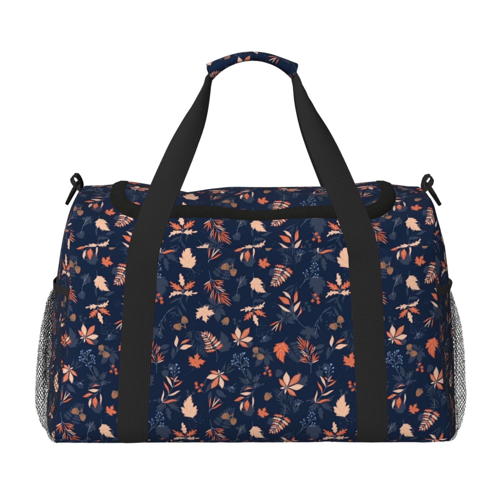 Bingfone Autumn Leaves With Blue Print Travel Duffel Tote Bag ...