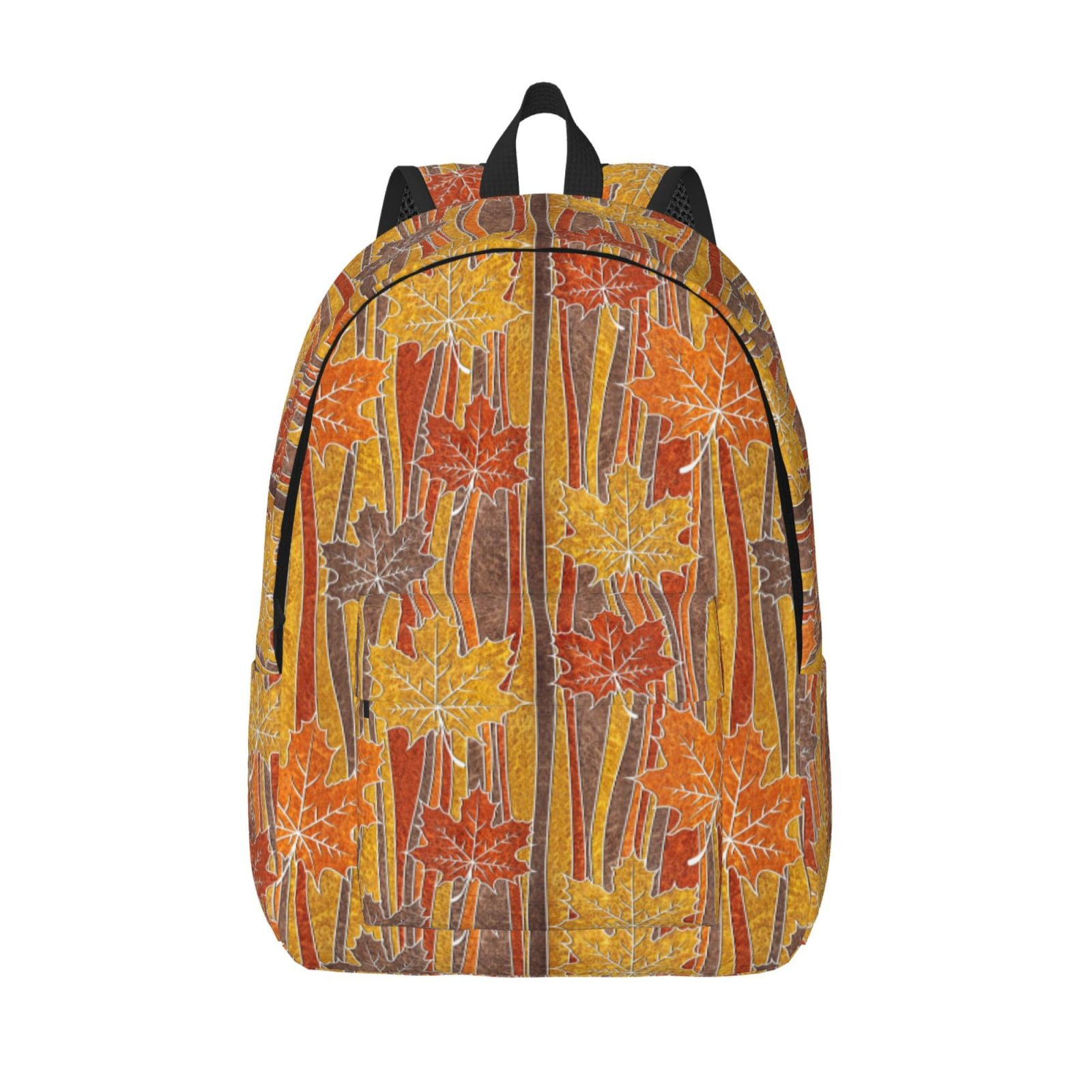 Bingfone Autumn Maple Leaf Stripes Print Canvas College Laptop Backpack ...