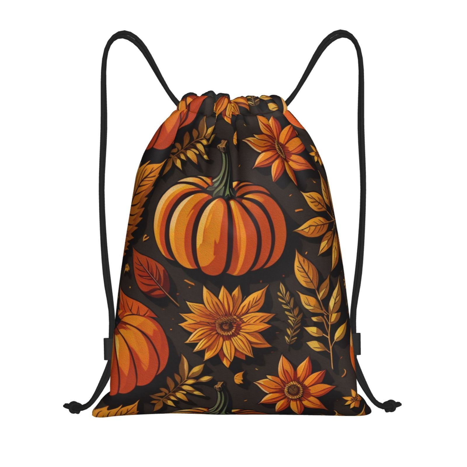 Bingfone Autumn Pumpkin Leaves Drawstrings Backpacks Bags for Men Women ...