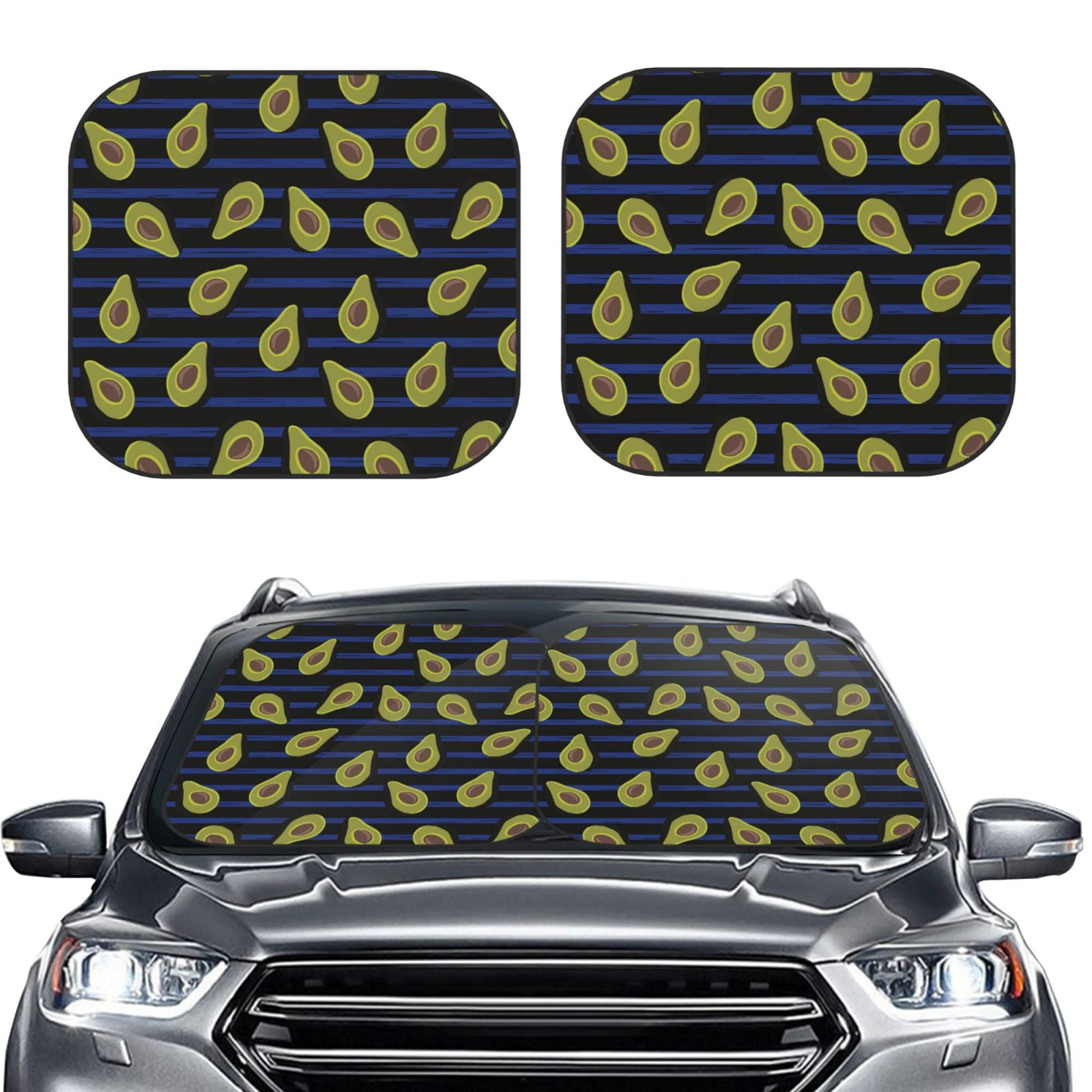 Bingfone Avocado Windshield Sun Shade 2-Piece Foldable Car Front Window ...