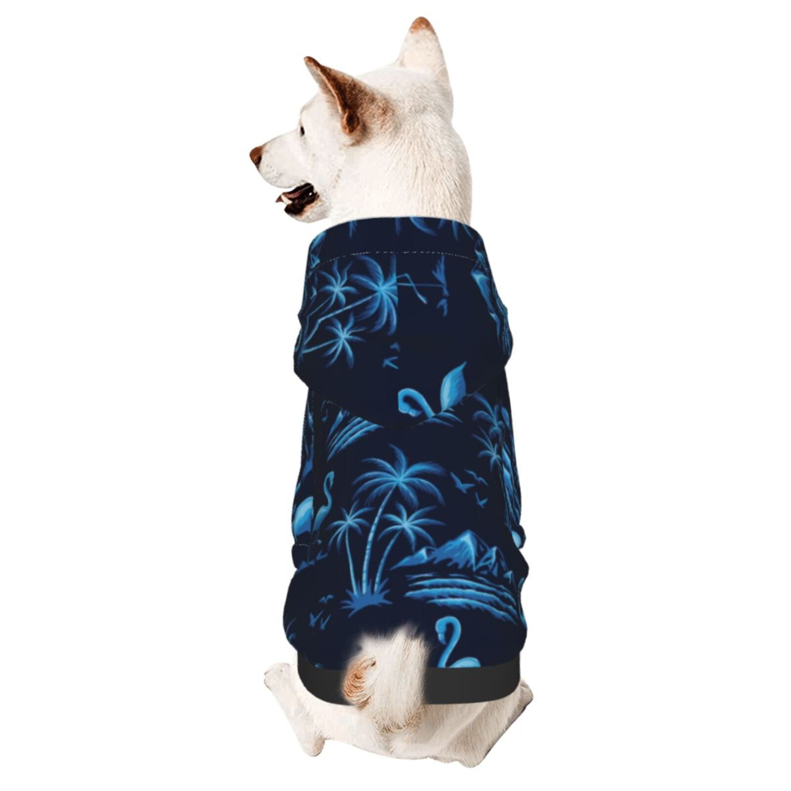 Bingfone BLUE Flamingo Birds Dog Clothes Hoodie, Pet Winter Coat,Puppy ...