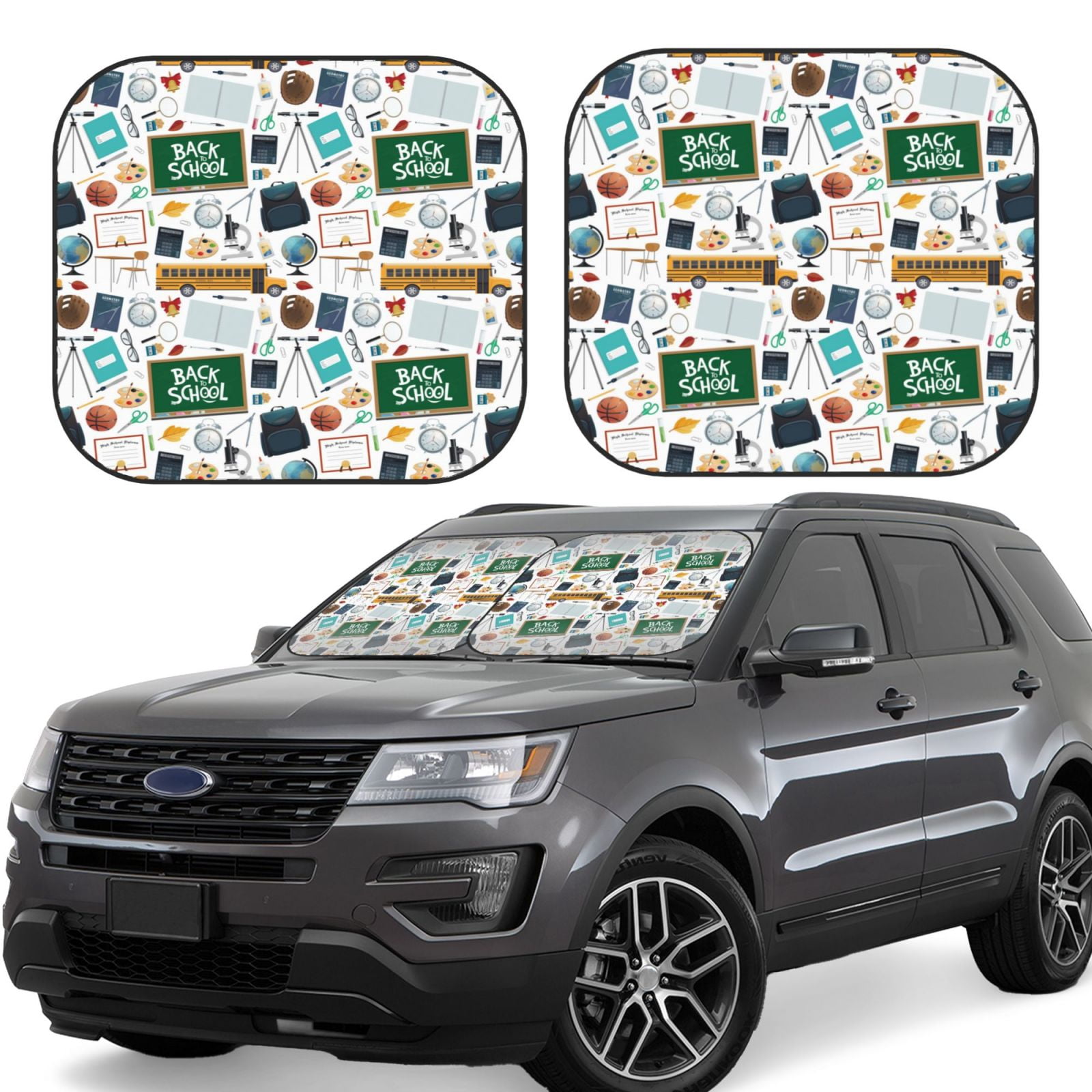 Bingfone Back To School A Windshield Sun Shade 2-Piece Foldable Car ...