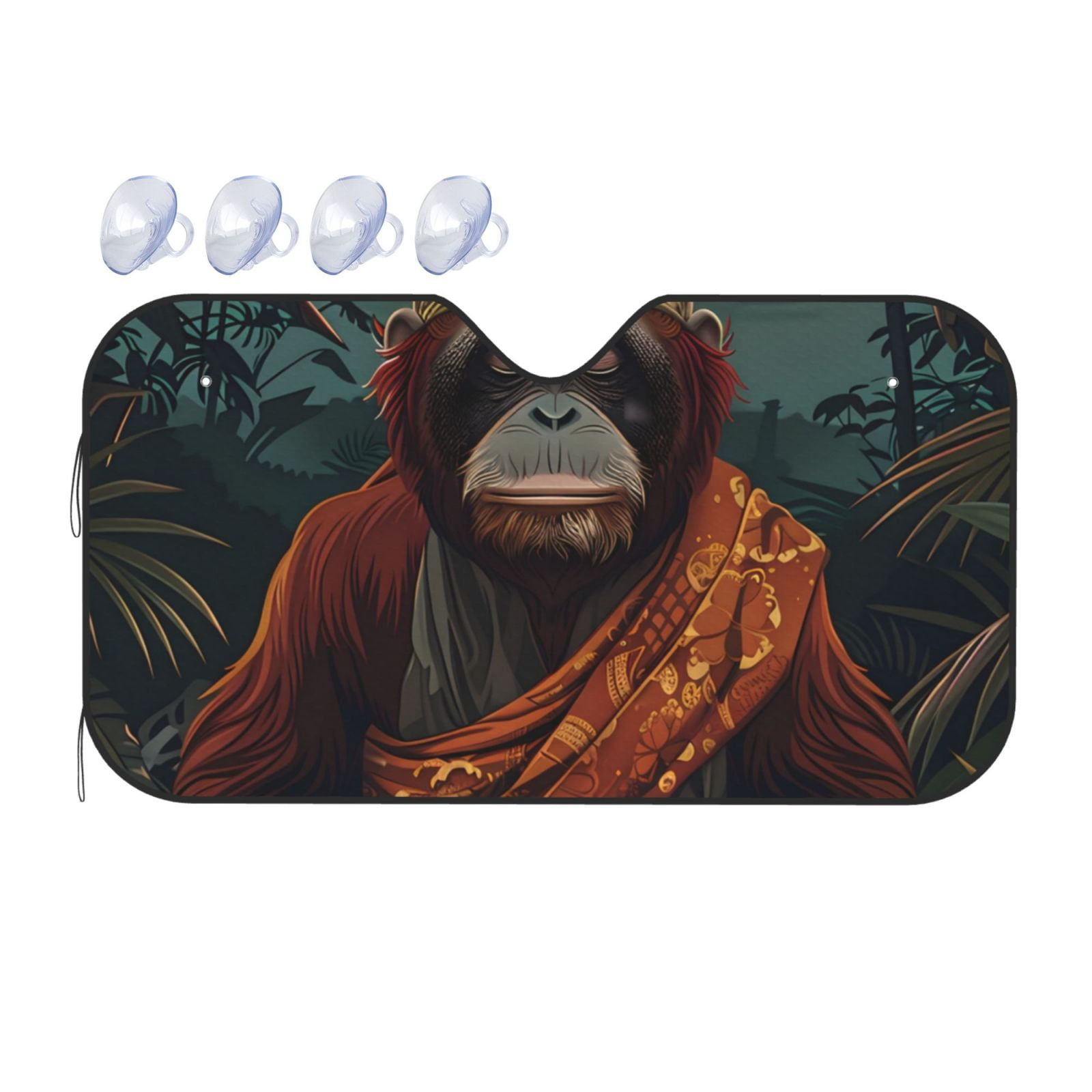 Bingfone Banana Leaf Meditating Gorilla Car Windshield Sunshade,Sun ...