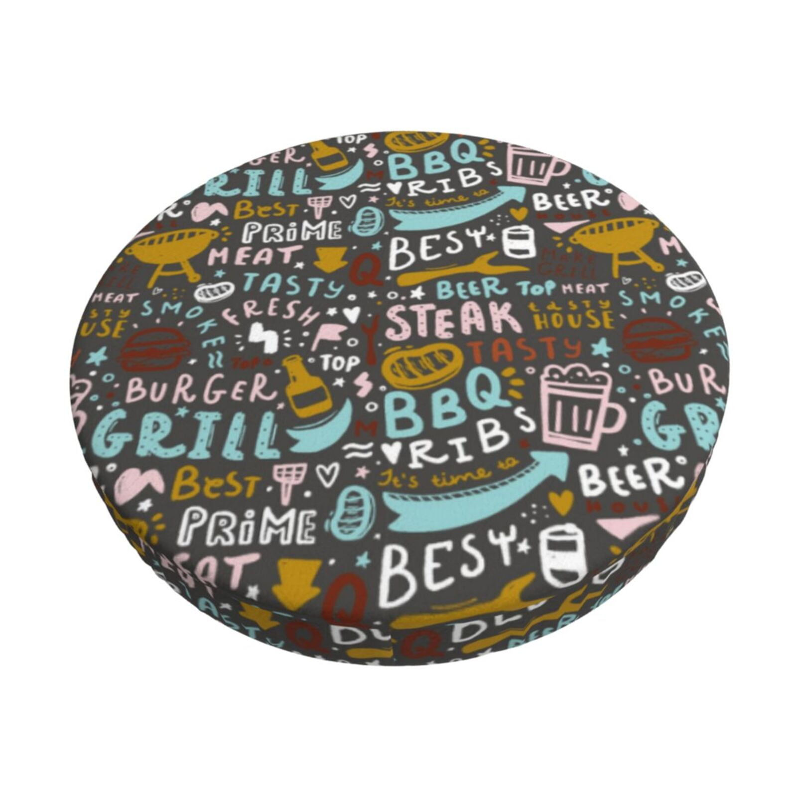 Bingfone Barbeque Padded Round Bar Stool Cover Cushion with Elastic ...