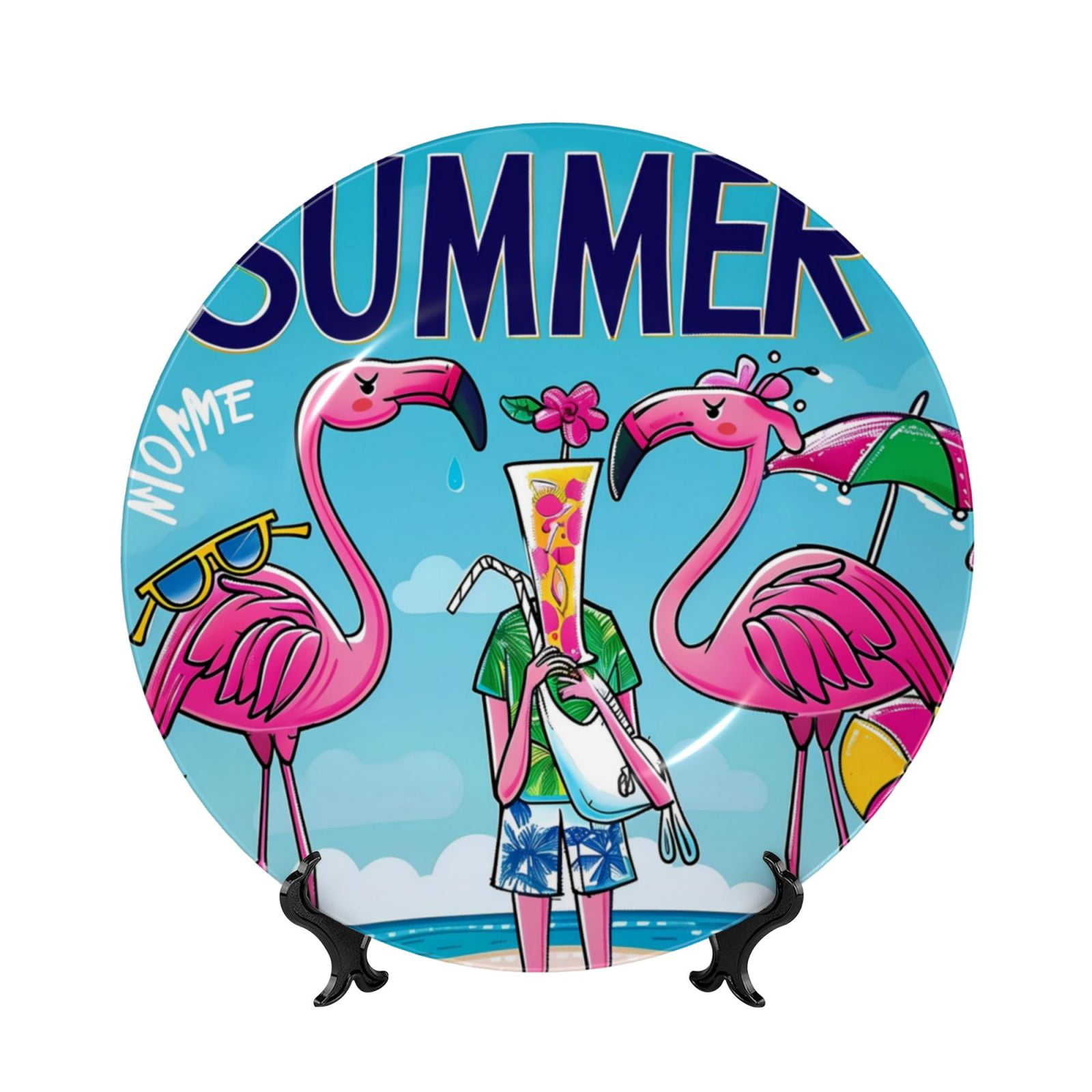 Bingfone Beach Flamingo Trio Print Bone China Dinner Decorative Plates ...