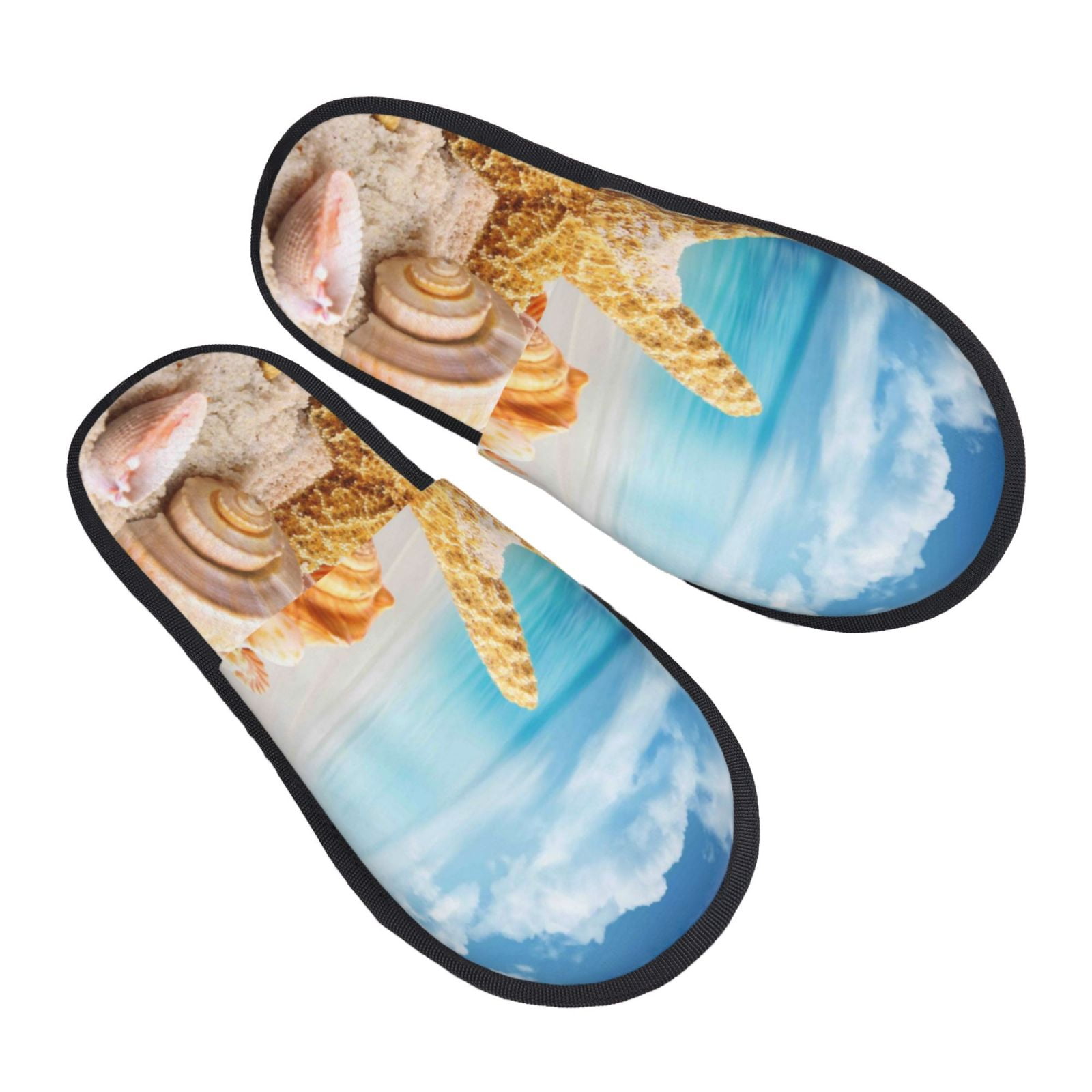 Bingfone Beach Starfish Shell House Slippers For Women Men With Soft ...