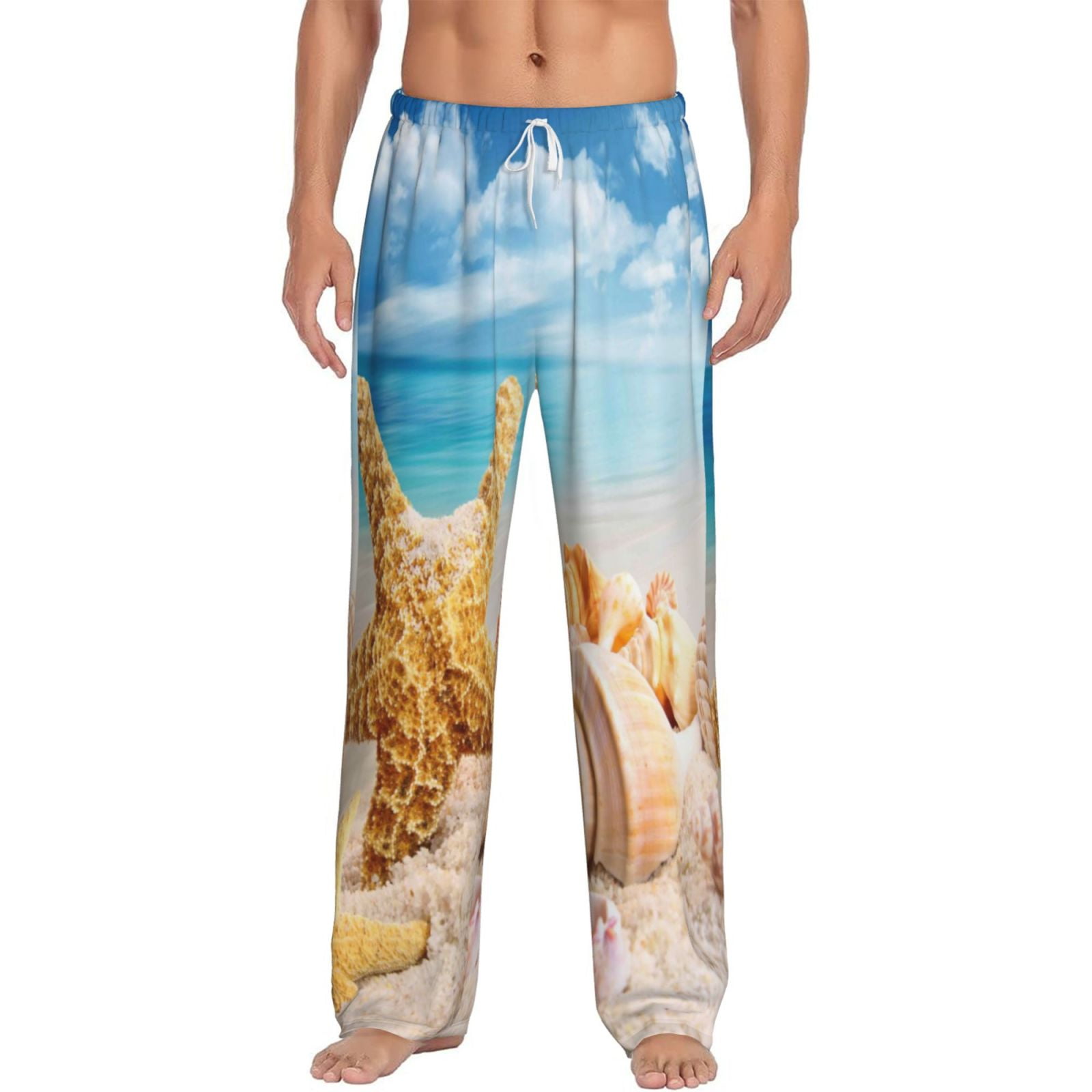 Bingfone Beach Starfish Shell Mens All Over Print Sleep Pajama Pants ...