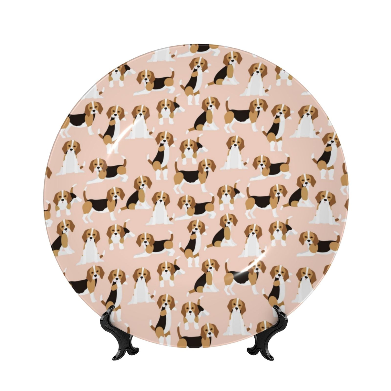 Bingfone Beagle Dog On Brown Print Bone China Dinner Decorative Plates ...
