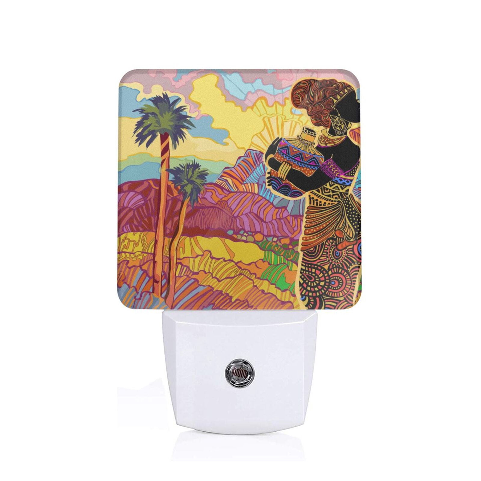 Bingfone Beautiful African Woman Print Night Lights Plug into Wall,Dusk ...