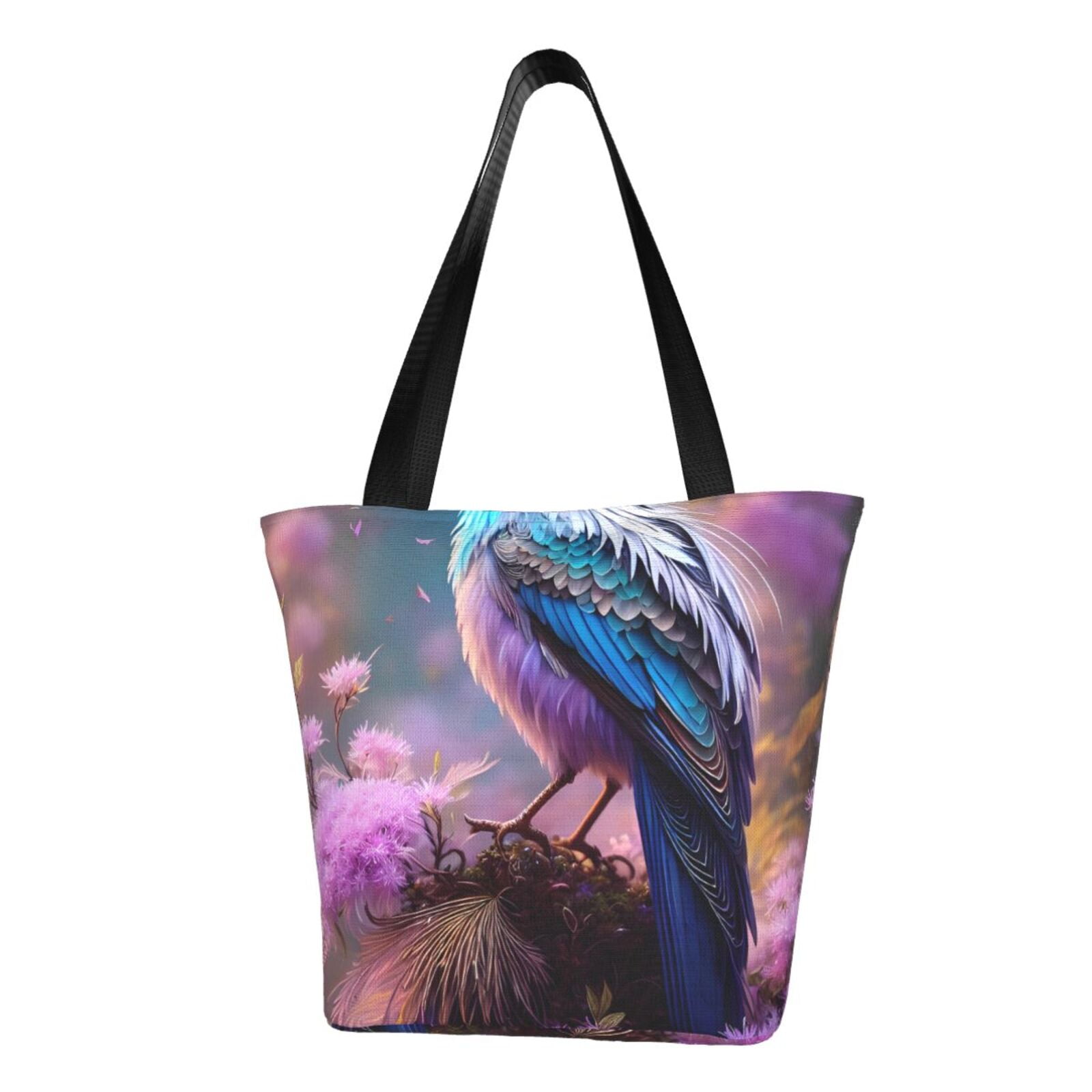 Bingfone Beautiful Flower Blue Bird Women Shoulder Tote Bags Casual Bag ...
