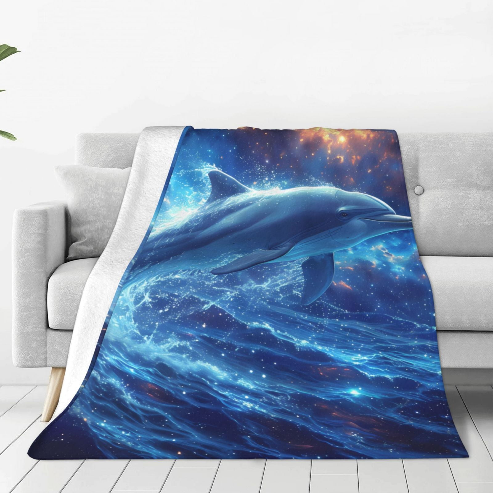 Bingfone Beautiful Ocean Dolphin Print Flannel Fleece Blanket Throw ...