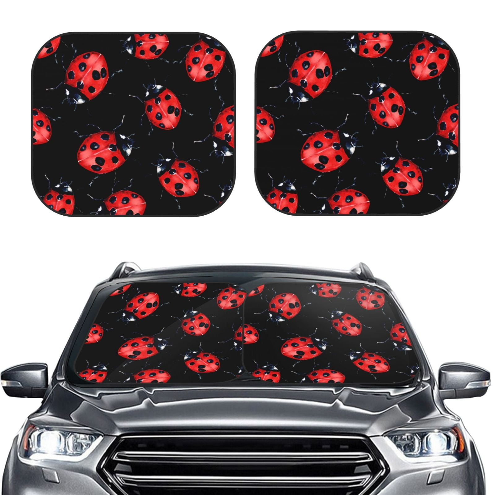 Bingfone Beautiful Red Ladybug Windshield Sun Shade 2-Piece Foldable ...