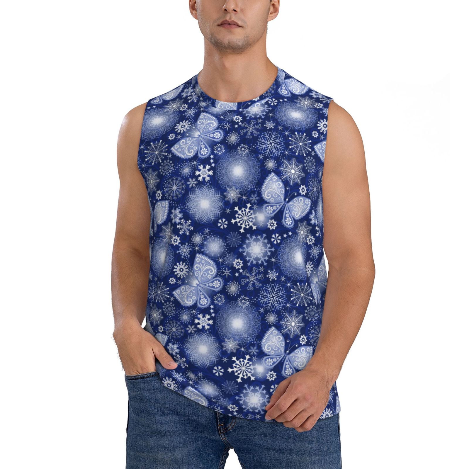 Bingfone Beautiful Snowflake Butterfly Pattern Men's Tank Tops Workout ...