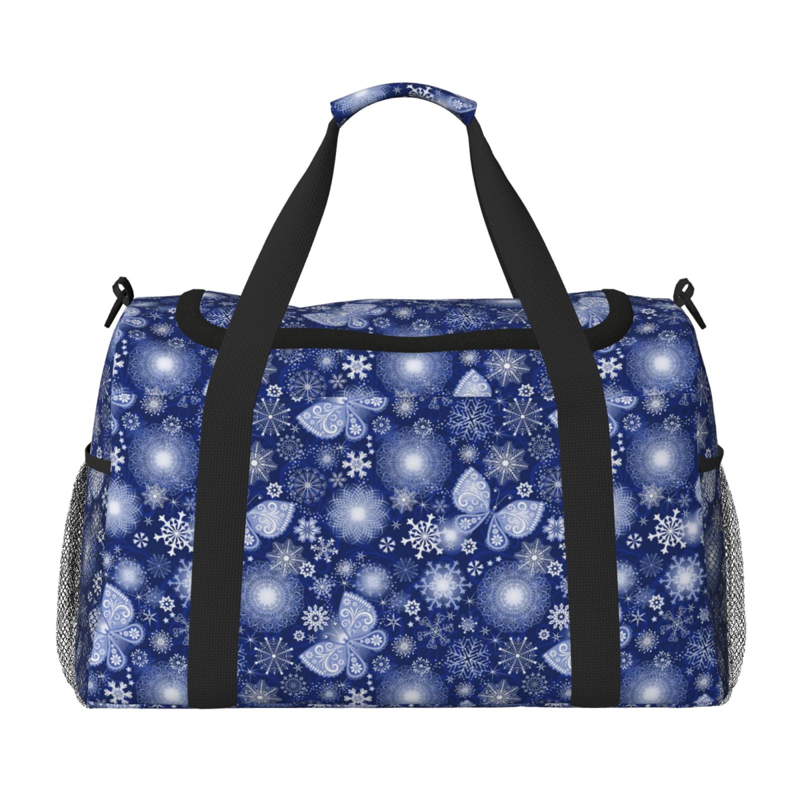 Bingfone Beautiful Snowflake Butterfly Print Travel Duffel Tote Bag ...