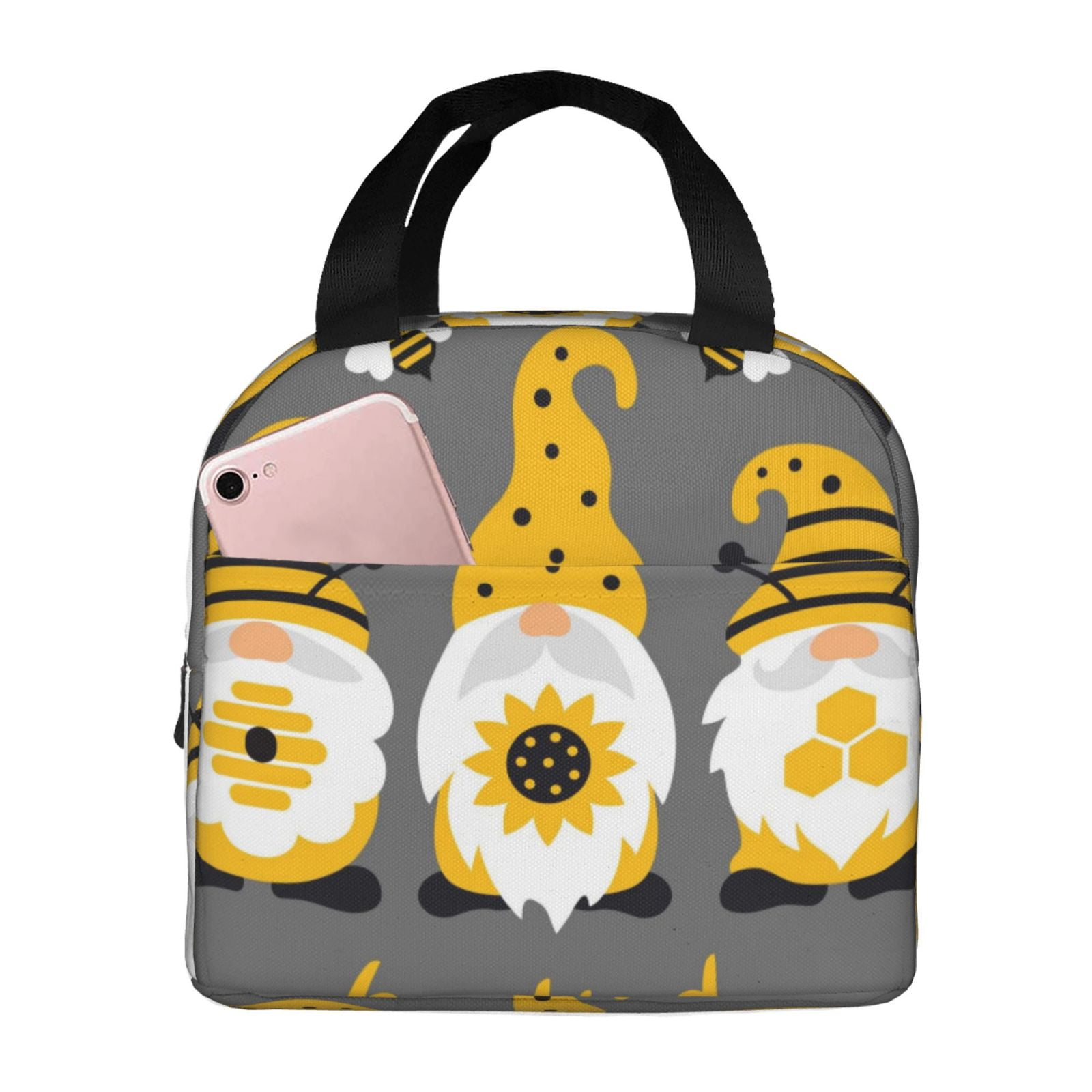 Bingfone Bee Kind Print Lunch Bag Insulated Lunch Box, Small Leakproof ...