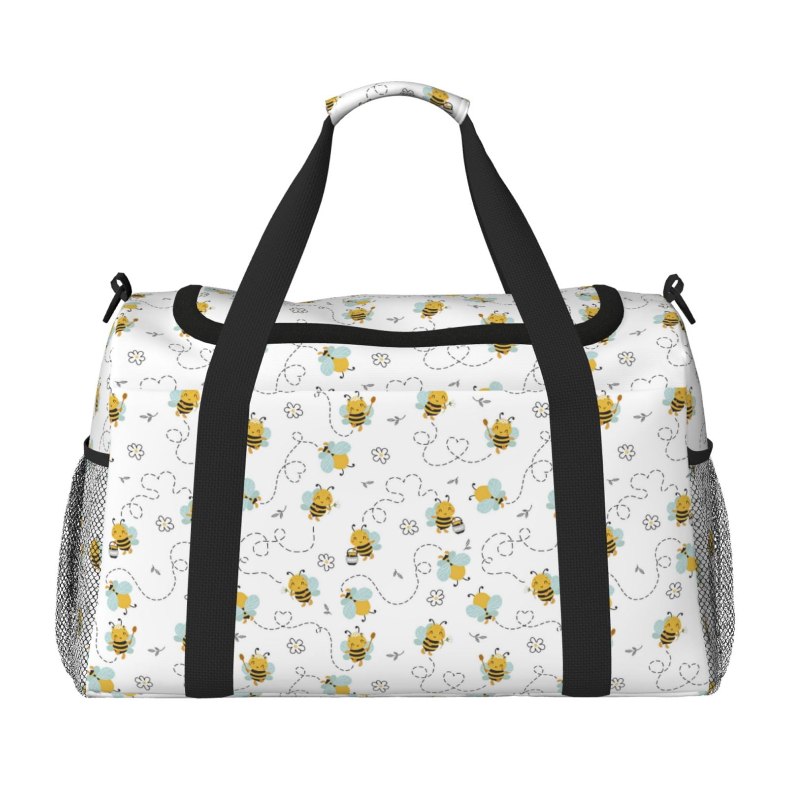Bingfone Bee Print Travel Duffel Tote Bag,Waterproof Shoulder Weekender ...