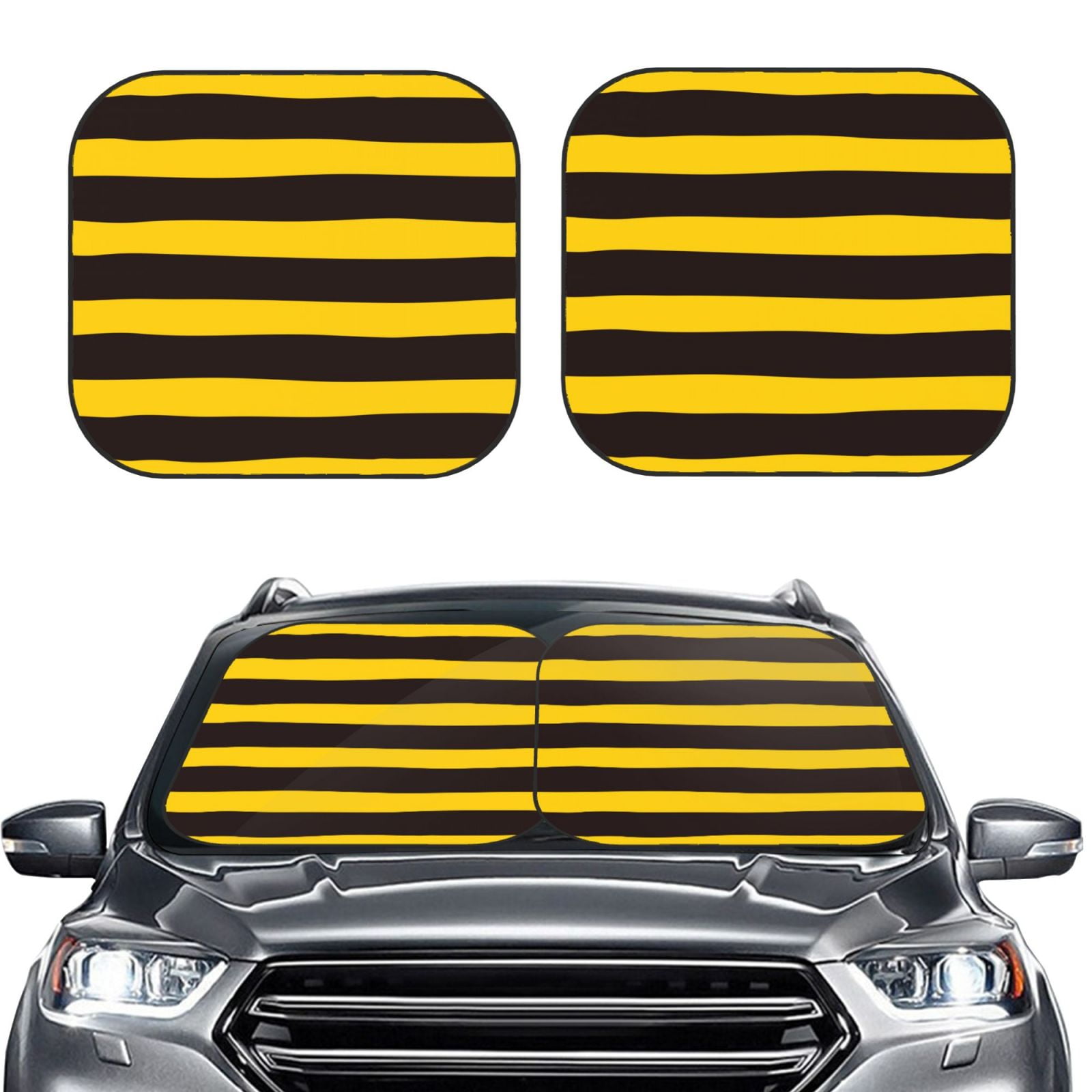 Bingfone Bee Stripe Windshield Sun Shade 2-Piece Foldable Car Front ...