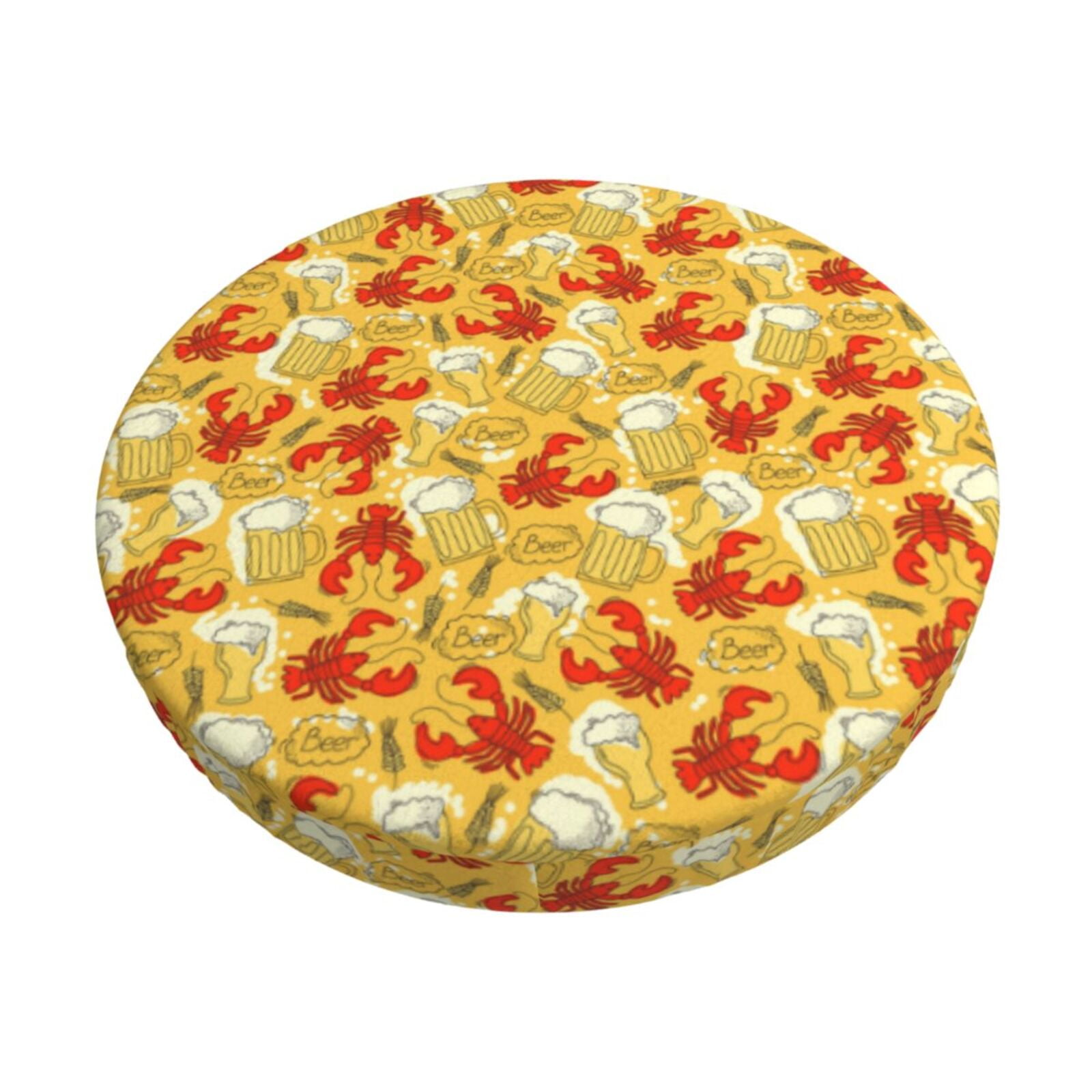 Bingfone Beer And Crawfish Padded Round Bar Stool Cover Cushion with ...