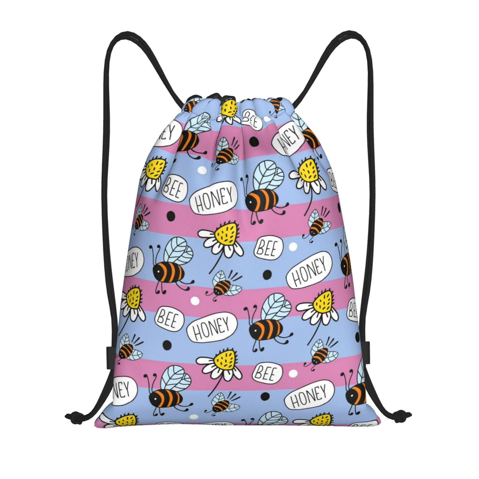 Bingfone Bees And Daisies Striped Drawstrings Backpacks Bags For Men ...