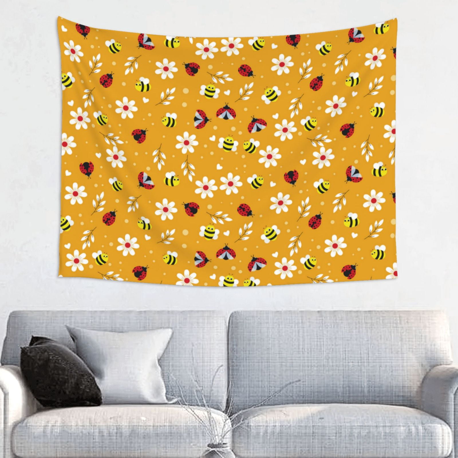 Bingfone Bees And Ladybug Tapestry Wall Hanging Decor for Living Room ...
