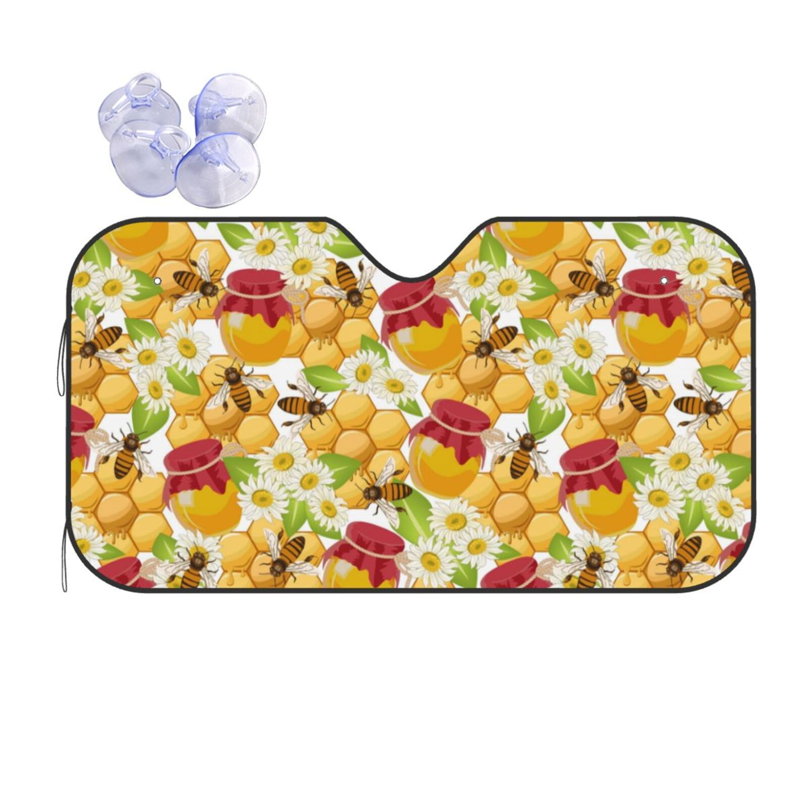 Bingfone Bees Honeycomb Jars Of Honey Flowers Car Windshield Sun Shade ...