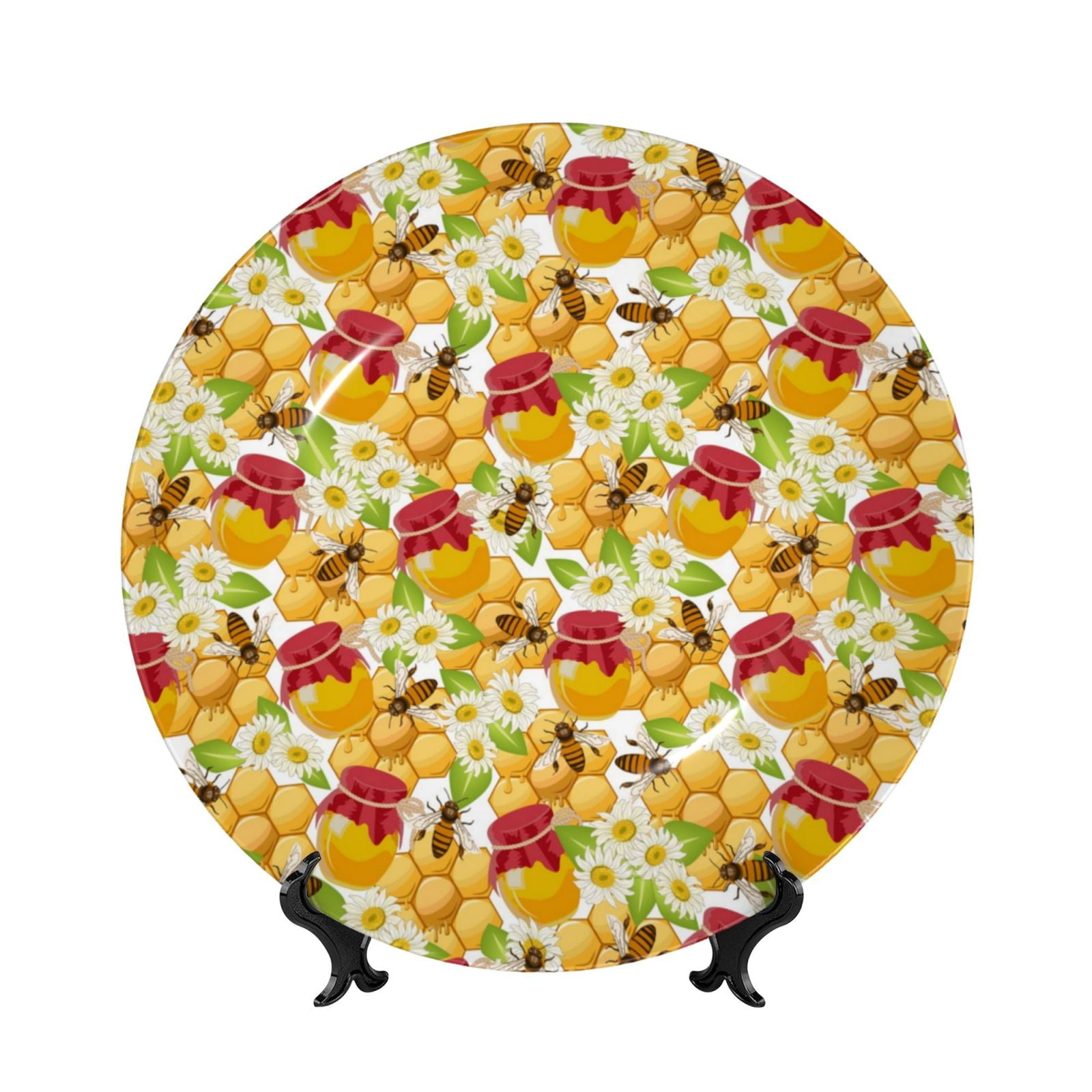 Bingfone Bees Honeycomb Jars Of Honey Flowers Print Bone China Dinner ...