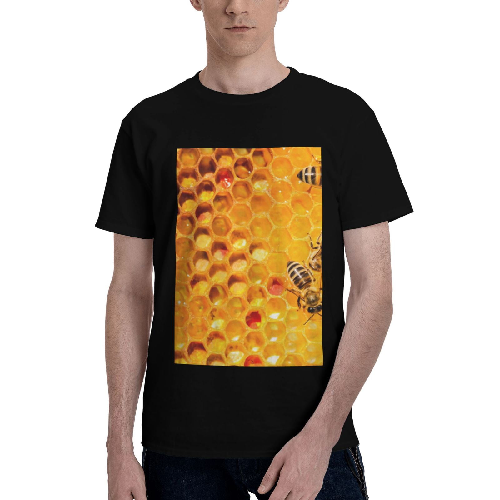 Bingfone Bees On Hive Honeycomb Men'S Loose Fit Short-Sleeve Pocket T ...