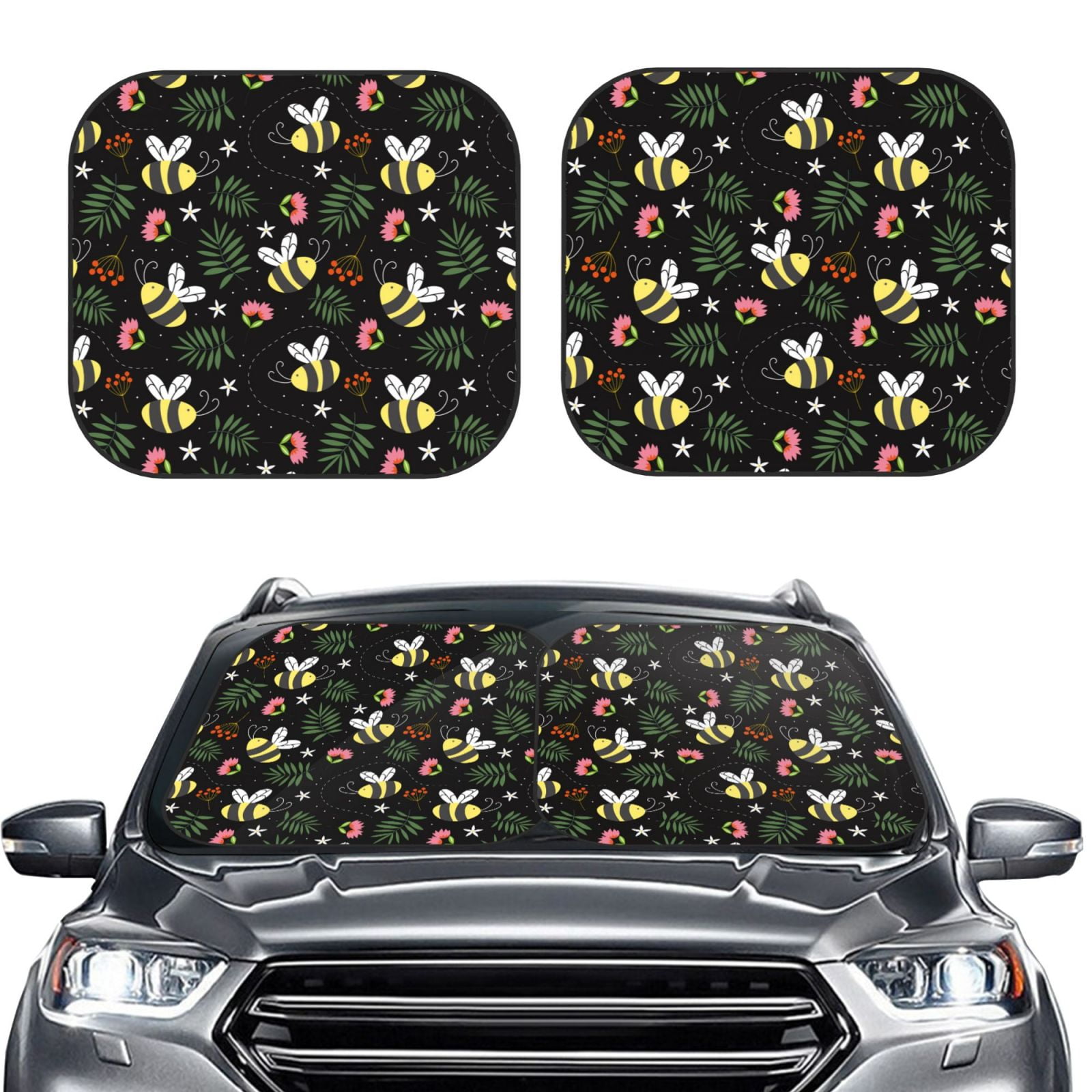 Bingfone Bees Windshield Sun Shade 2-Piece Foldable Car Front Window ...