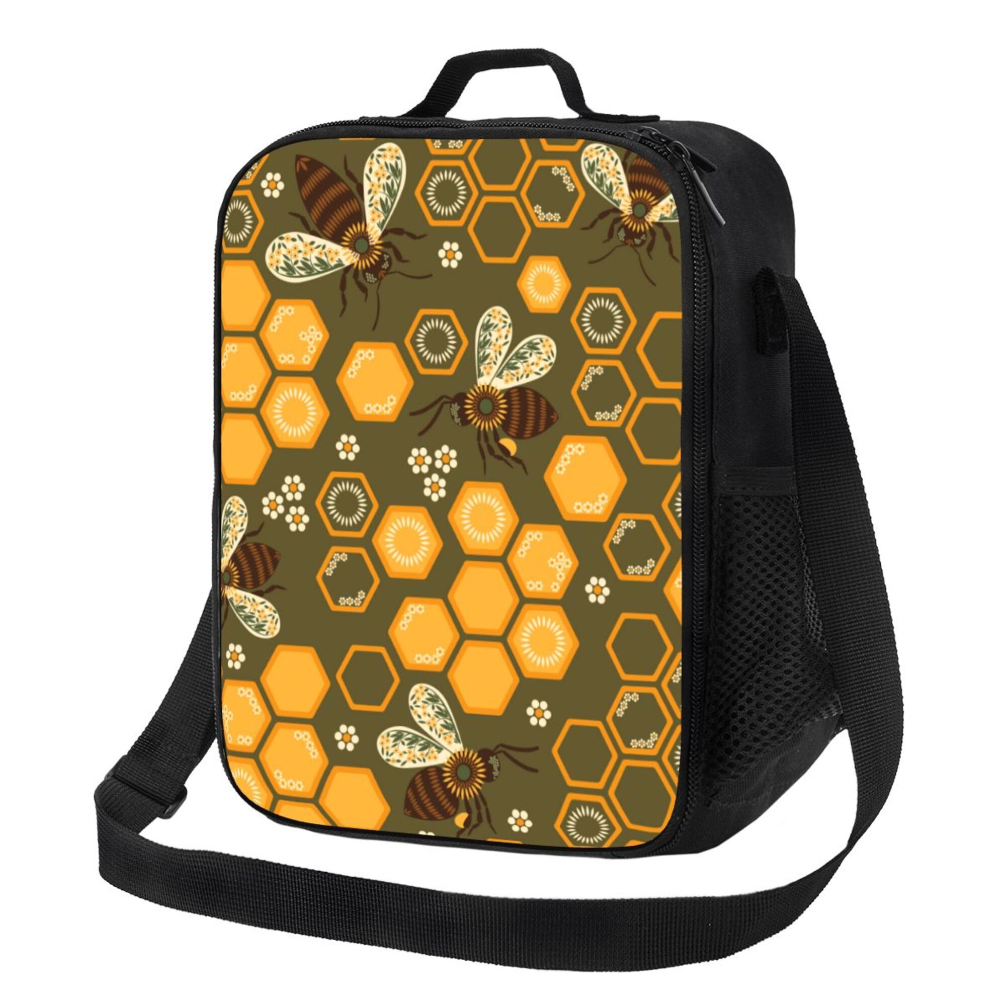 Bingfone Bees and Honeycombs Reusable Insulated Lunch Bag Cooler for ...