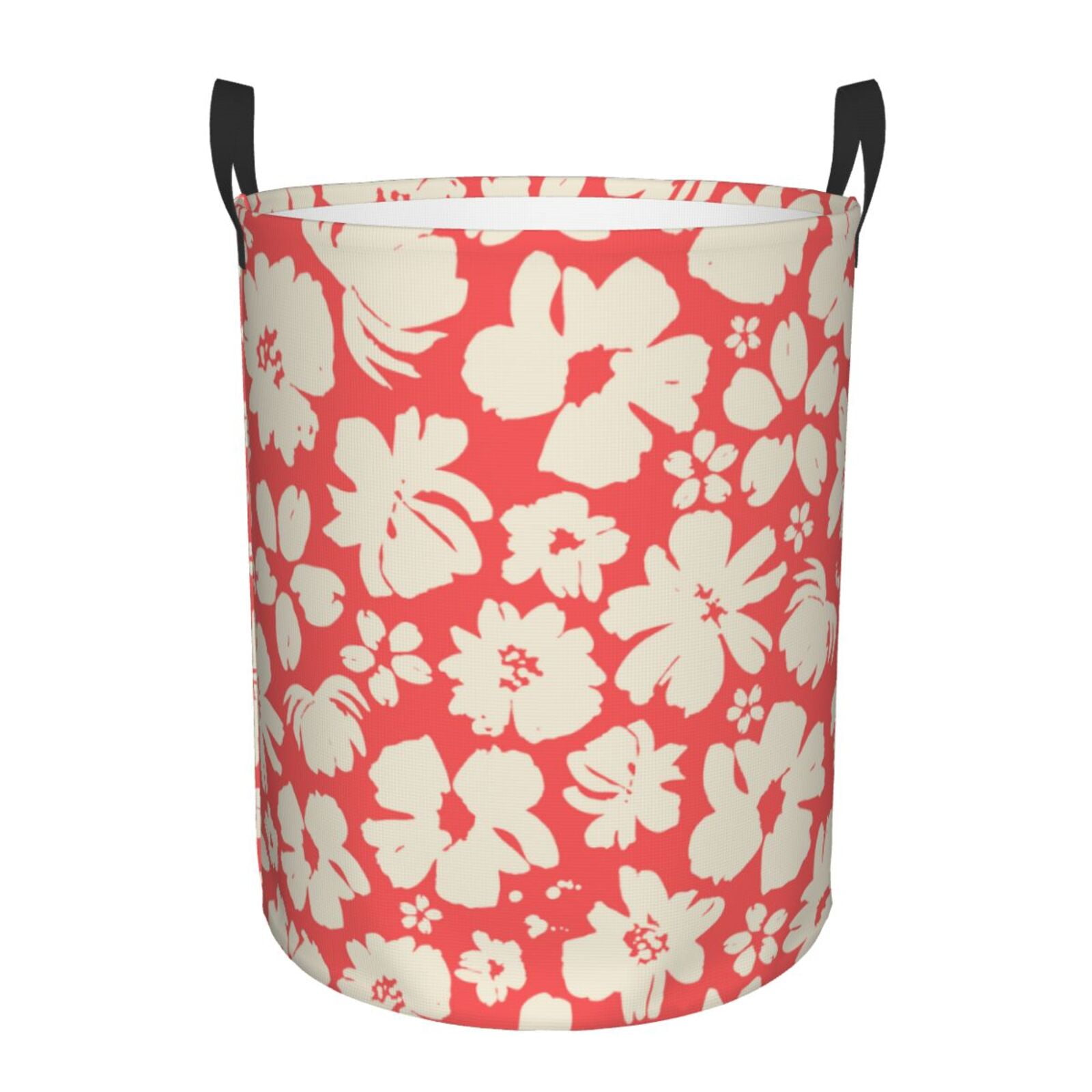 Bingfone Beige Flowers Waterproof Foldable Laundry Hamper Bucket With ...