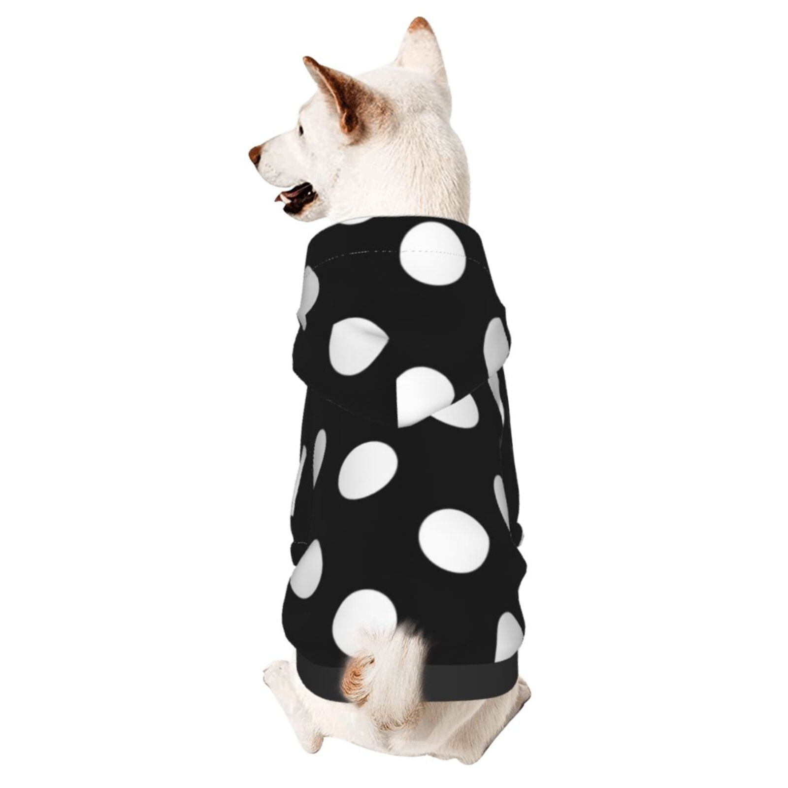 Bingfone Black And White Polka Dot Dog Clothes Hoodie, Pet Winter Coat ...