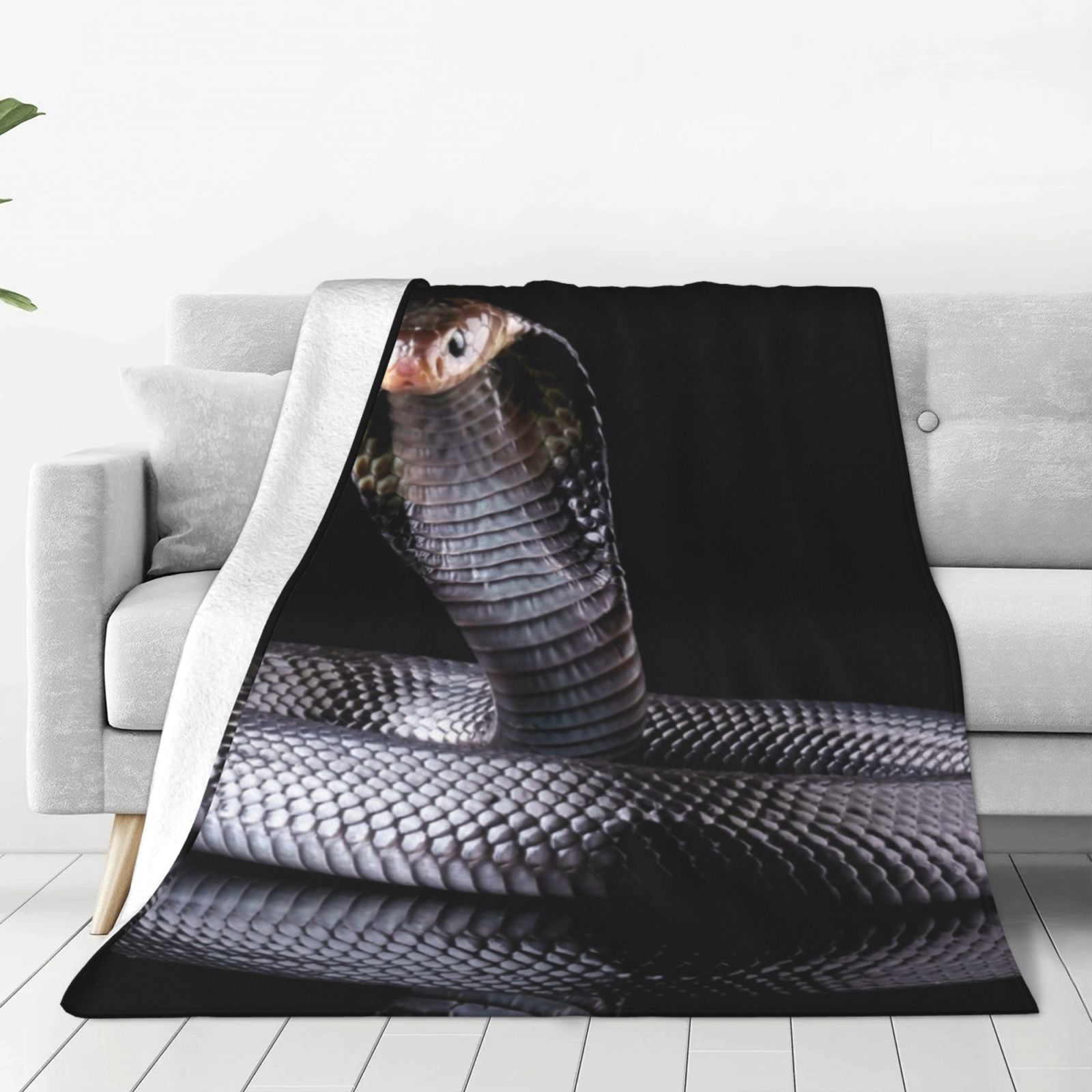 Bingfone Black Cobra Snake Print Flannel Fleece Blanket Throw Blanket ...
