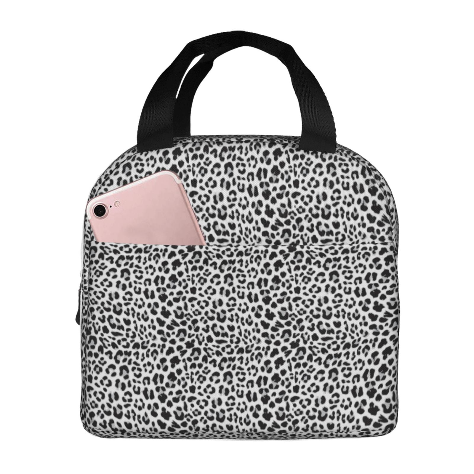 Bingfone Black Leopard Print Lunch Bag Insulated Lunch Box, Small ...