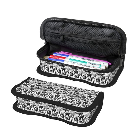 Bingfone Black White Halloween Print Pencil Case Large Capacity Pencil ...