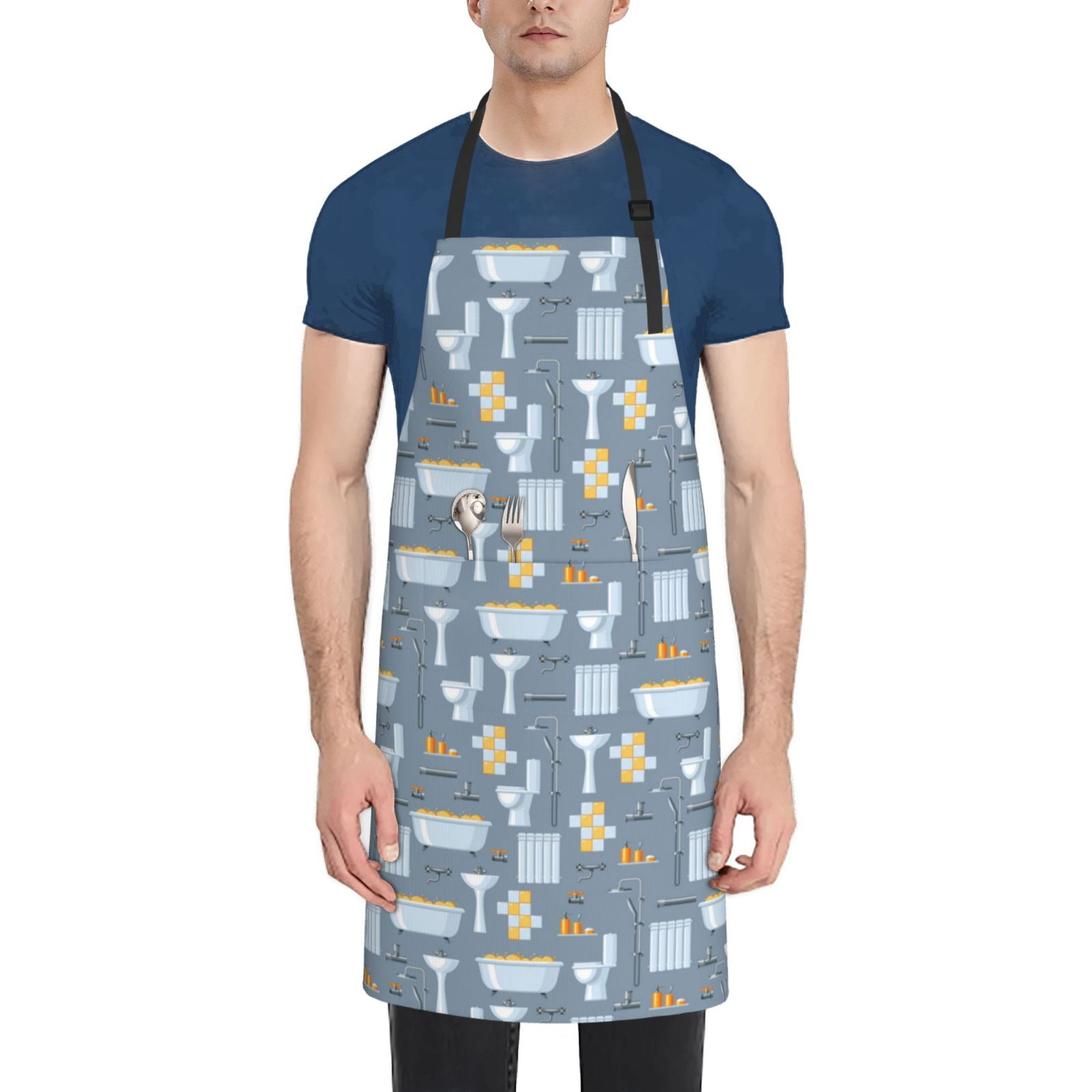 Bingfone Blue Bathroom Apron Gifts For Men, Women Professional Grade ...