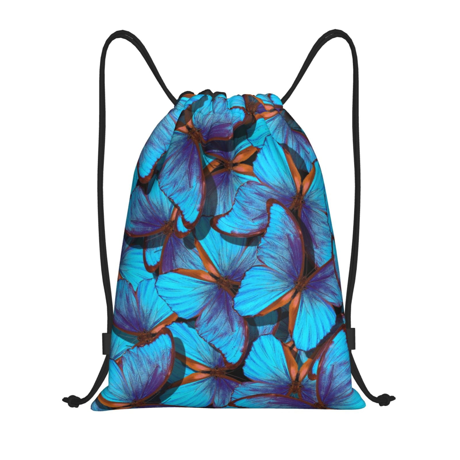Bingfone Blue Butterflies Drawstrings Backpacks Bags for Men Women Gym ...