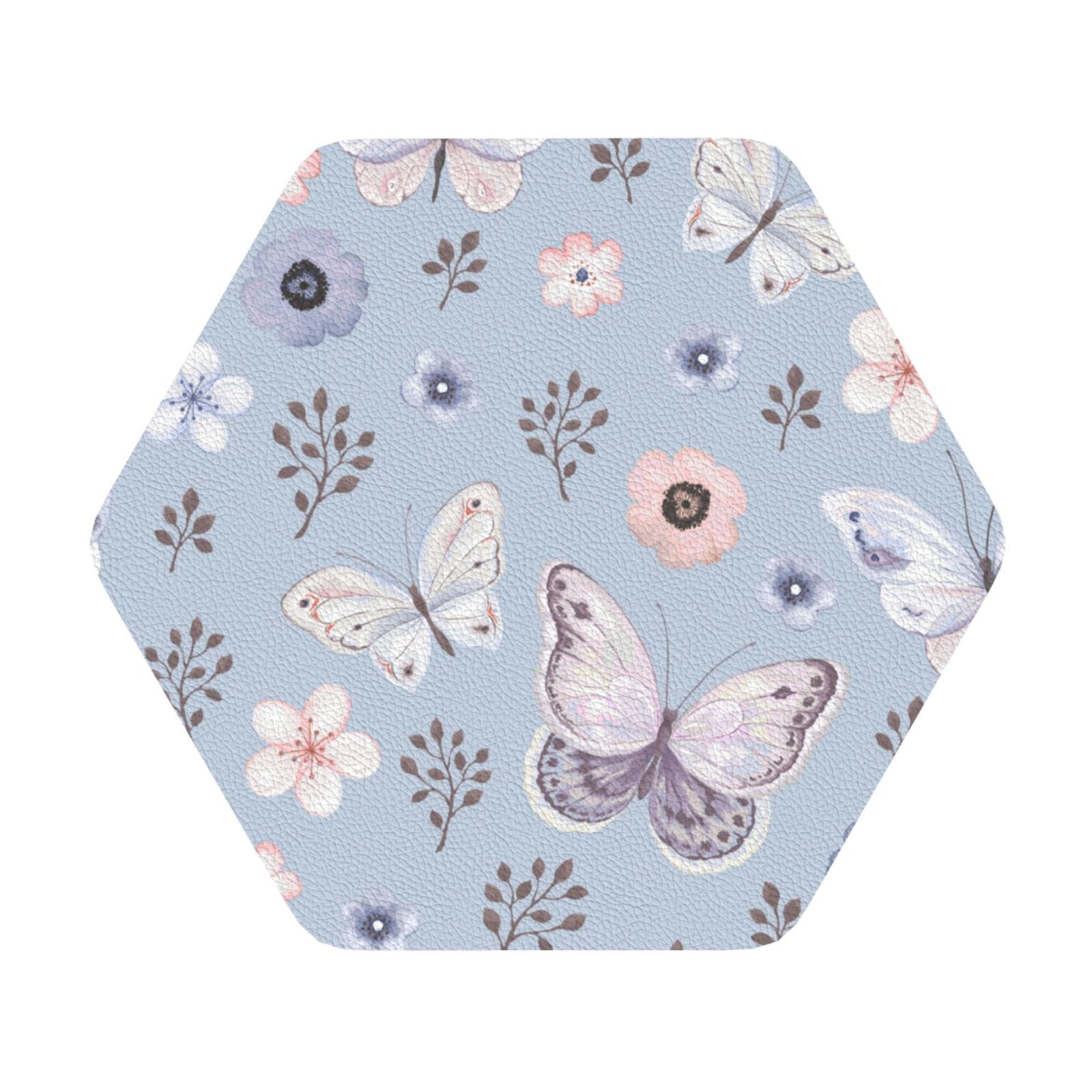 Bingfone Blue Butterfly Personalized Coaster Set 4 For Drinks Coffee ...