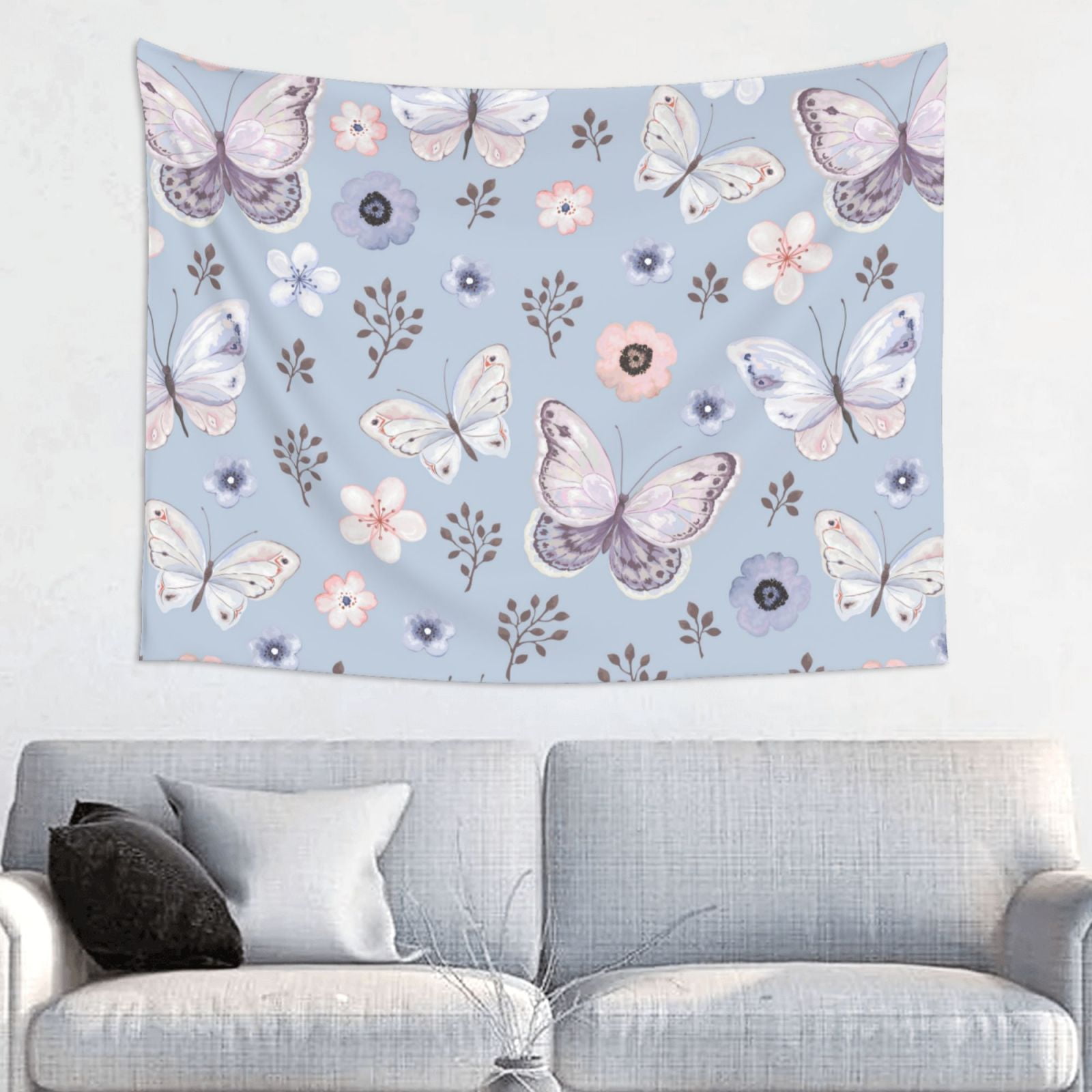 Bingfone Blue Butterfly Tapestry Wall Hanging Decor For Living Room ...