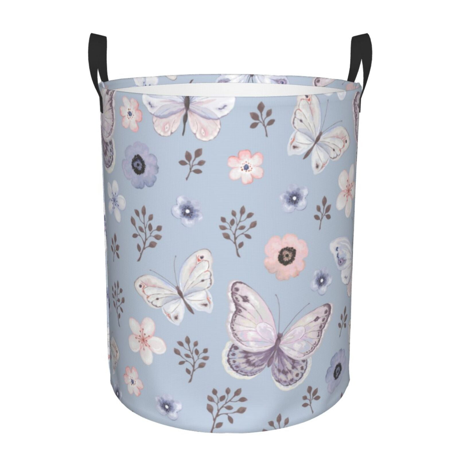 Bingfone Blue Butterfly Waterproof Foldable Laundry Hamper Bucket With ...