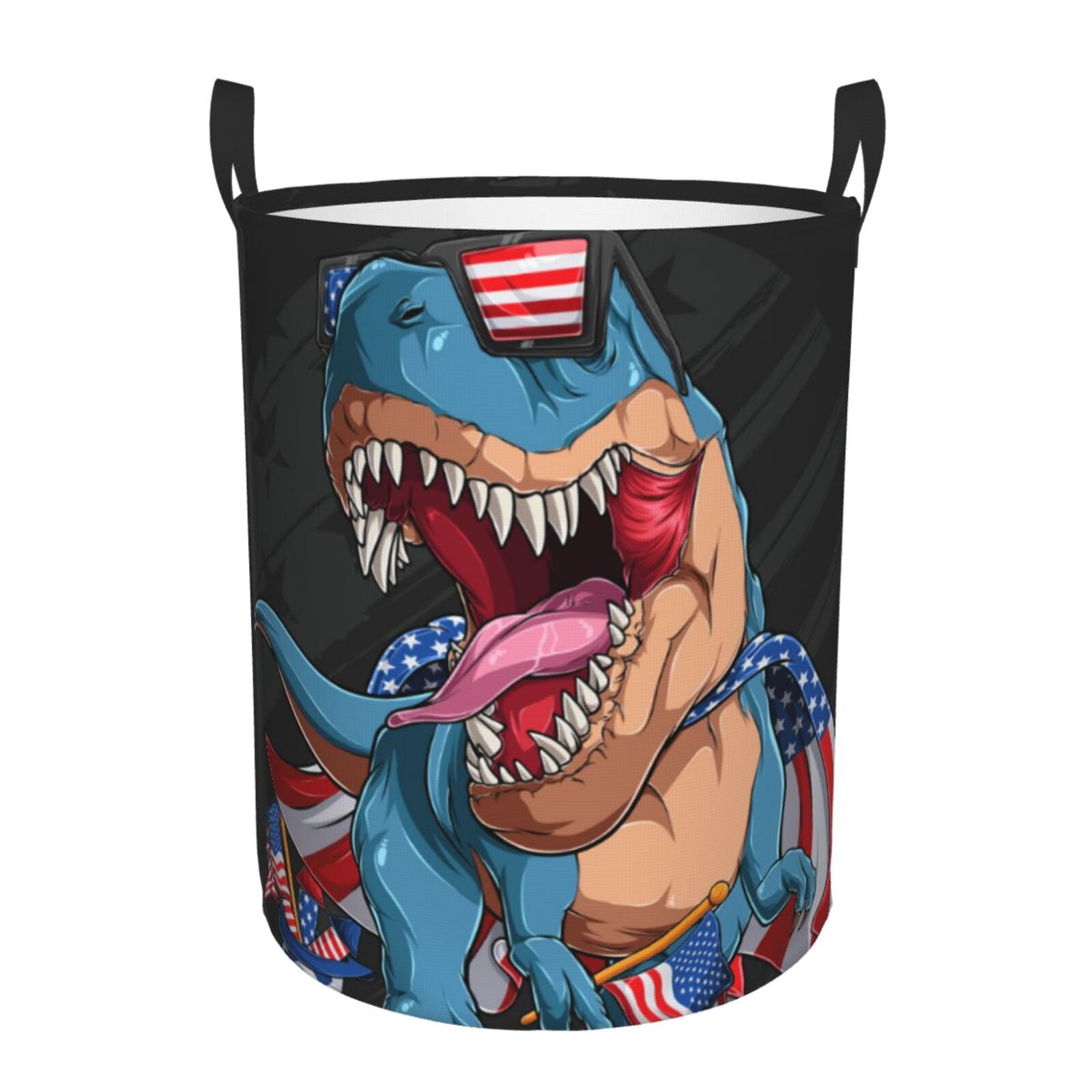 Bingfone Blue Dinosaur Waterproof Foldable Laundry Hamper Bucket With ...
