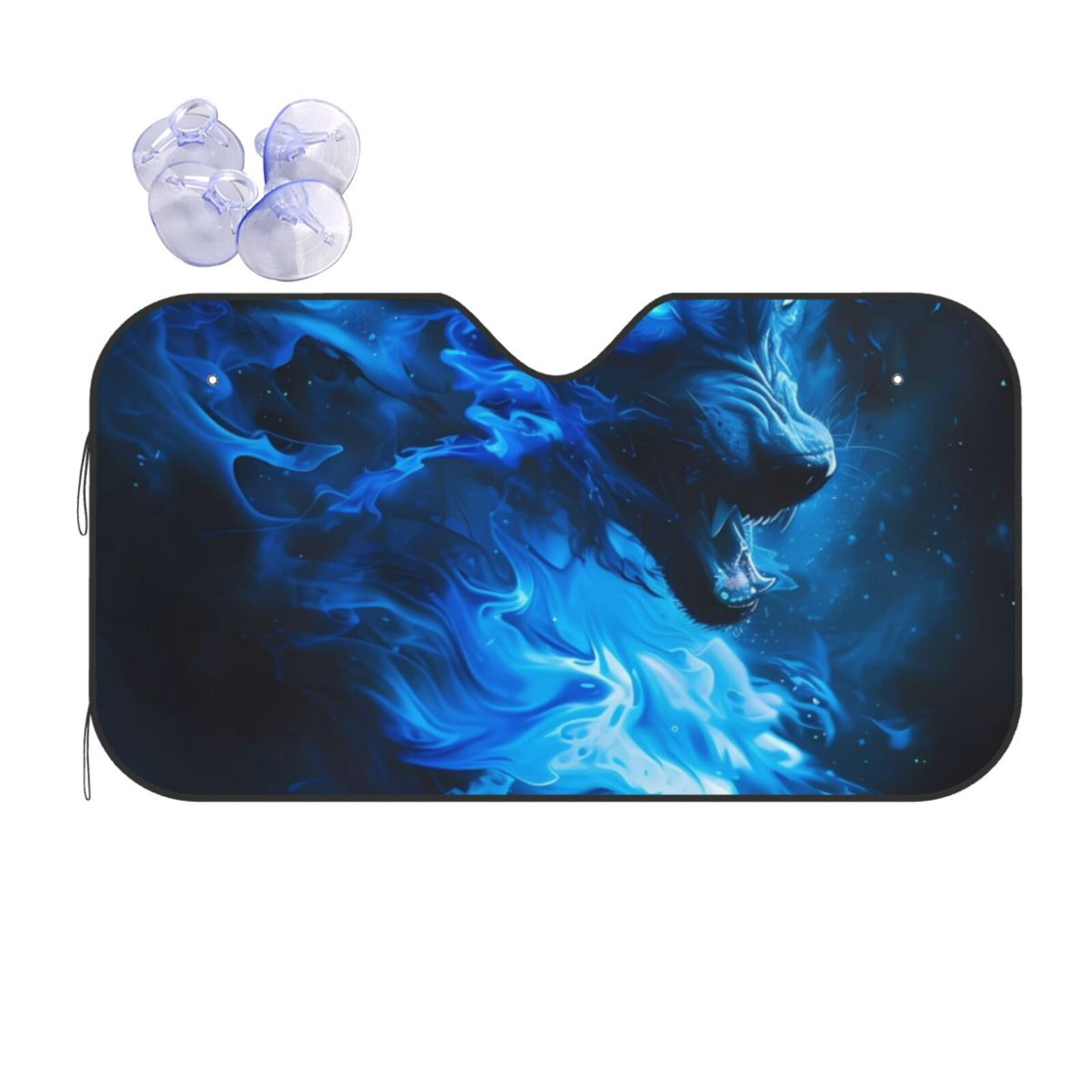 Bingfone Blue Fire Cool Wolf Car Windshield Sun Shade Protector Keep ...