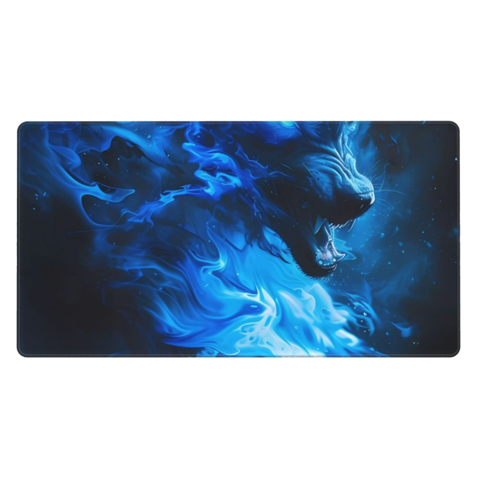 Bingfone Blue Fire Cool Wolf Large Gaming Mouse Pad,Extended Desk ...